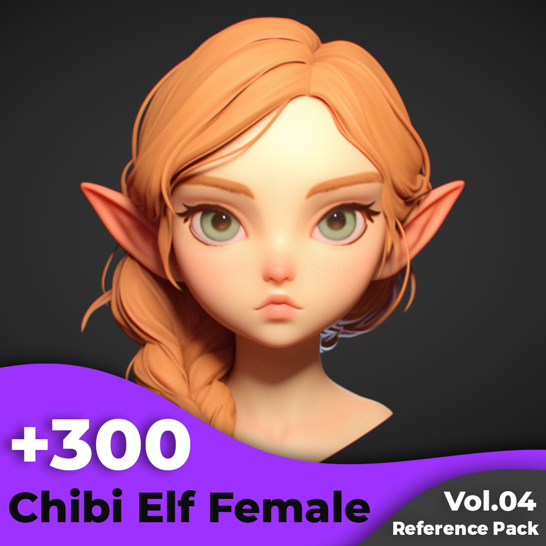 ArtStation - +300 Chibi Elf Female Head Sculpt Reference Images(4k)