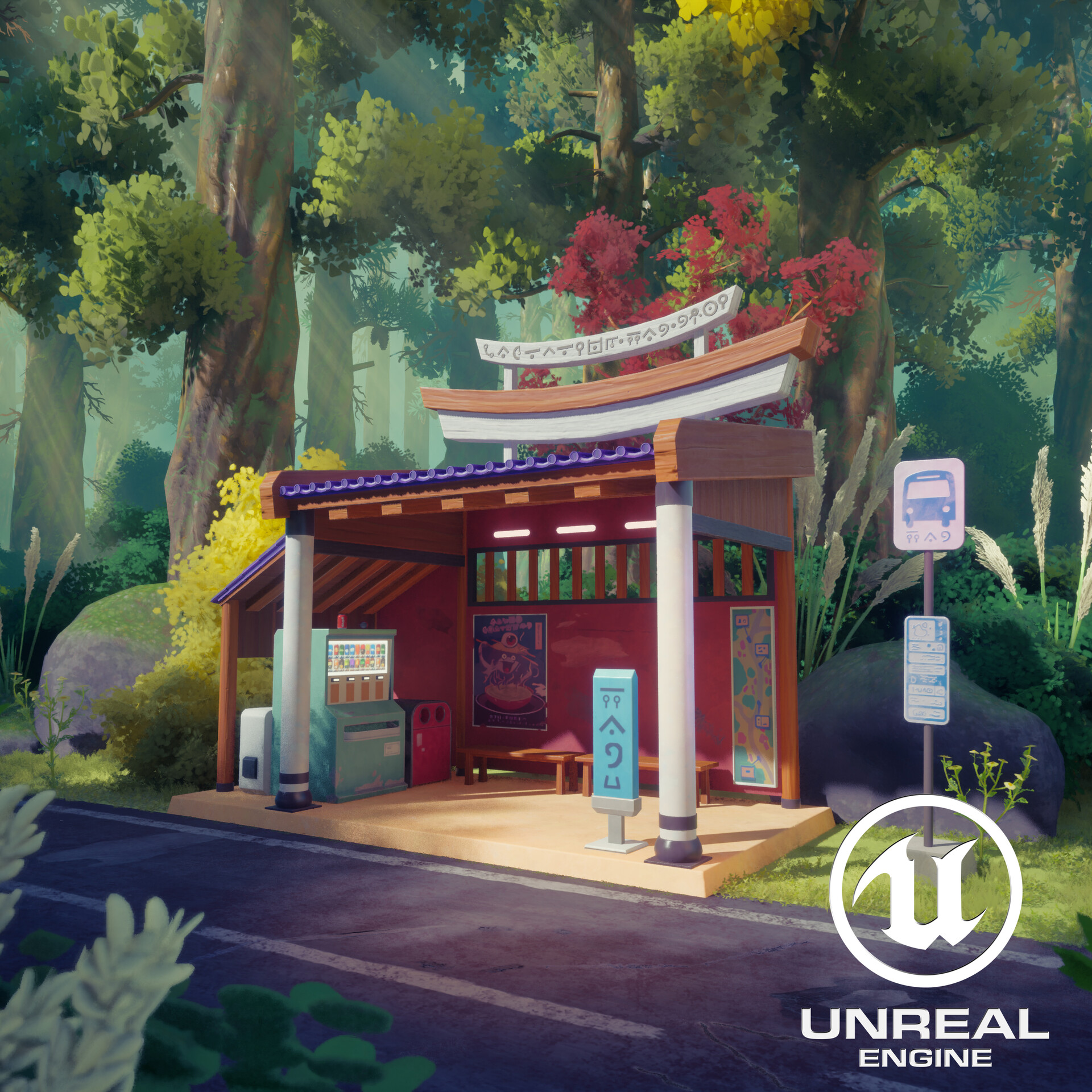 ArtStation - Stylized Bus Stop