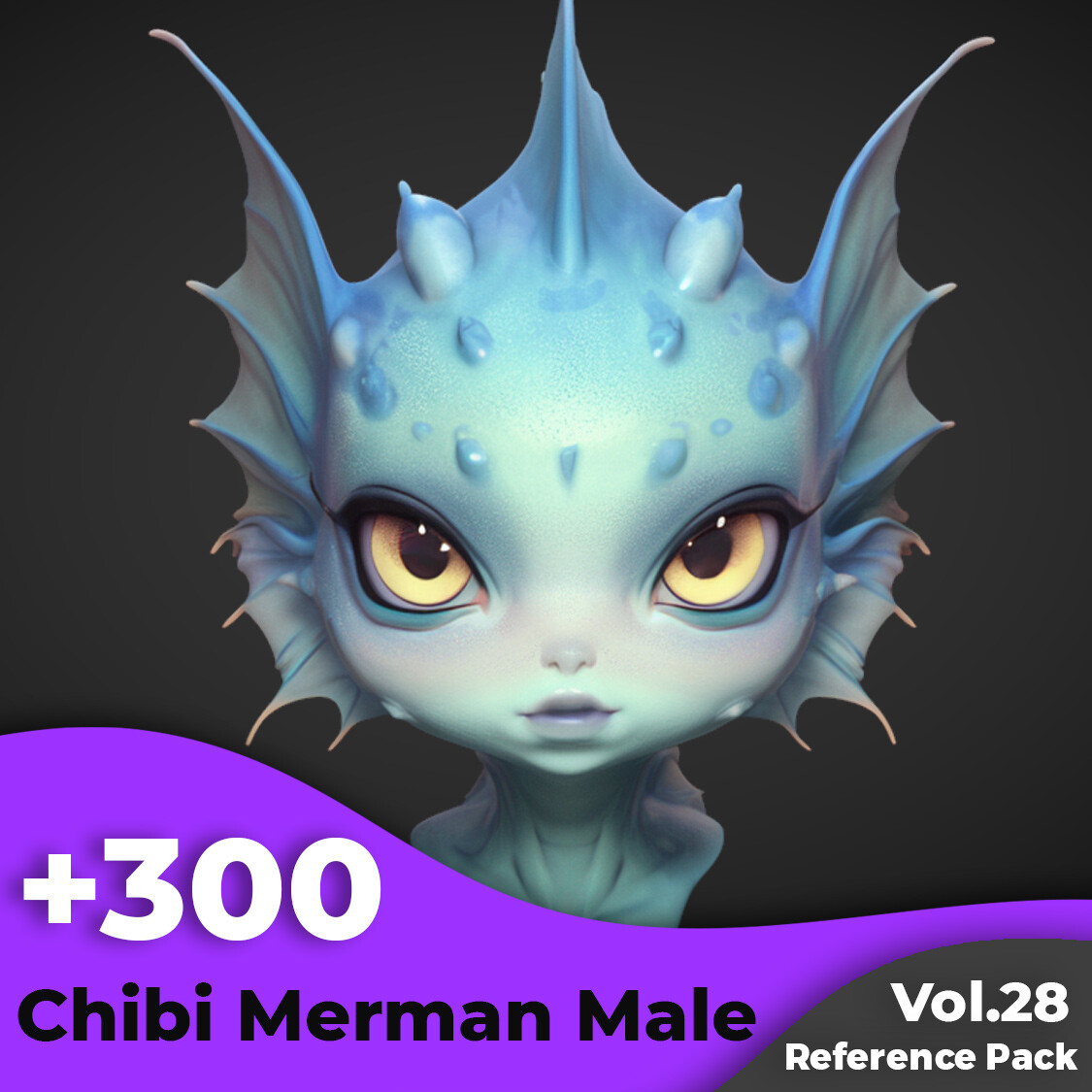 ArtStation - +300 Chibi Merman Male Head Sculpt Reference Images(4k)