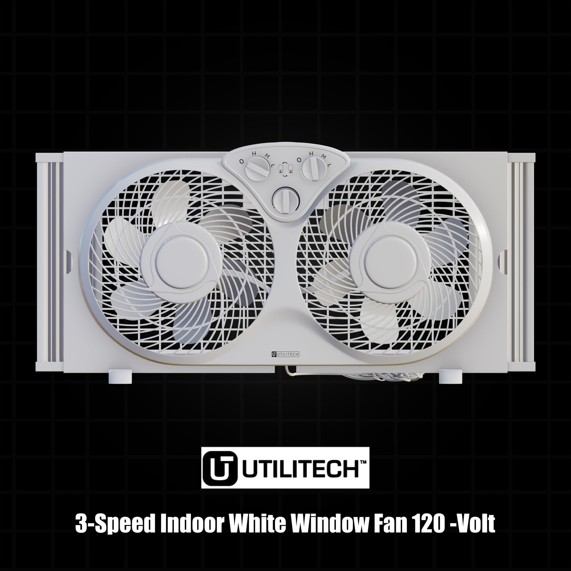 ArtStation - UTILITECH - 3-Speed Indoor White Window Fan 120 -Volt