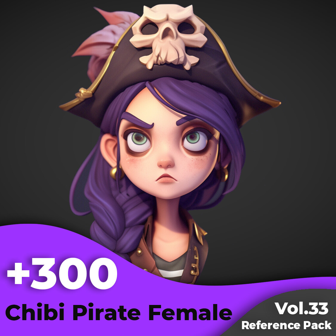3D Head Sculpt References in 4K - Tika Art - +300 Chibi Pirate Female ...