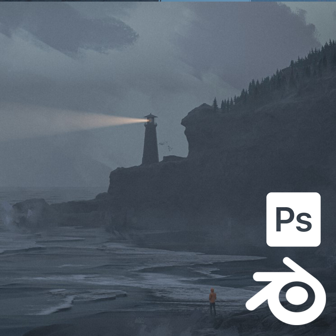 ArtStation - Lighthouse on the Oregon Coast - 3D / 2D Illustration