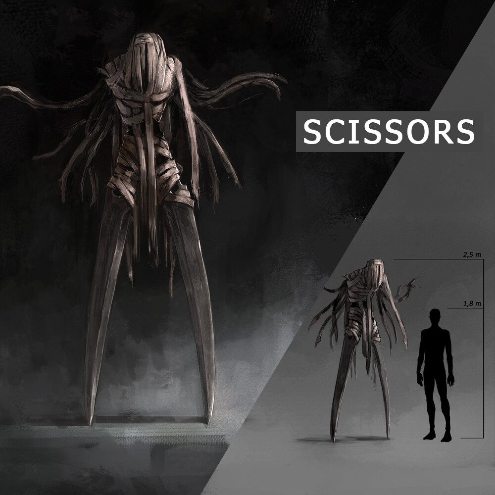 ArtStation - Scissors monster design (horror concept art)