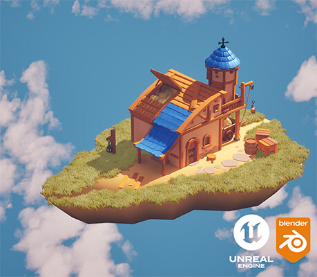 ArtStation - Stylized Sky House