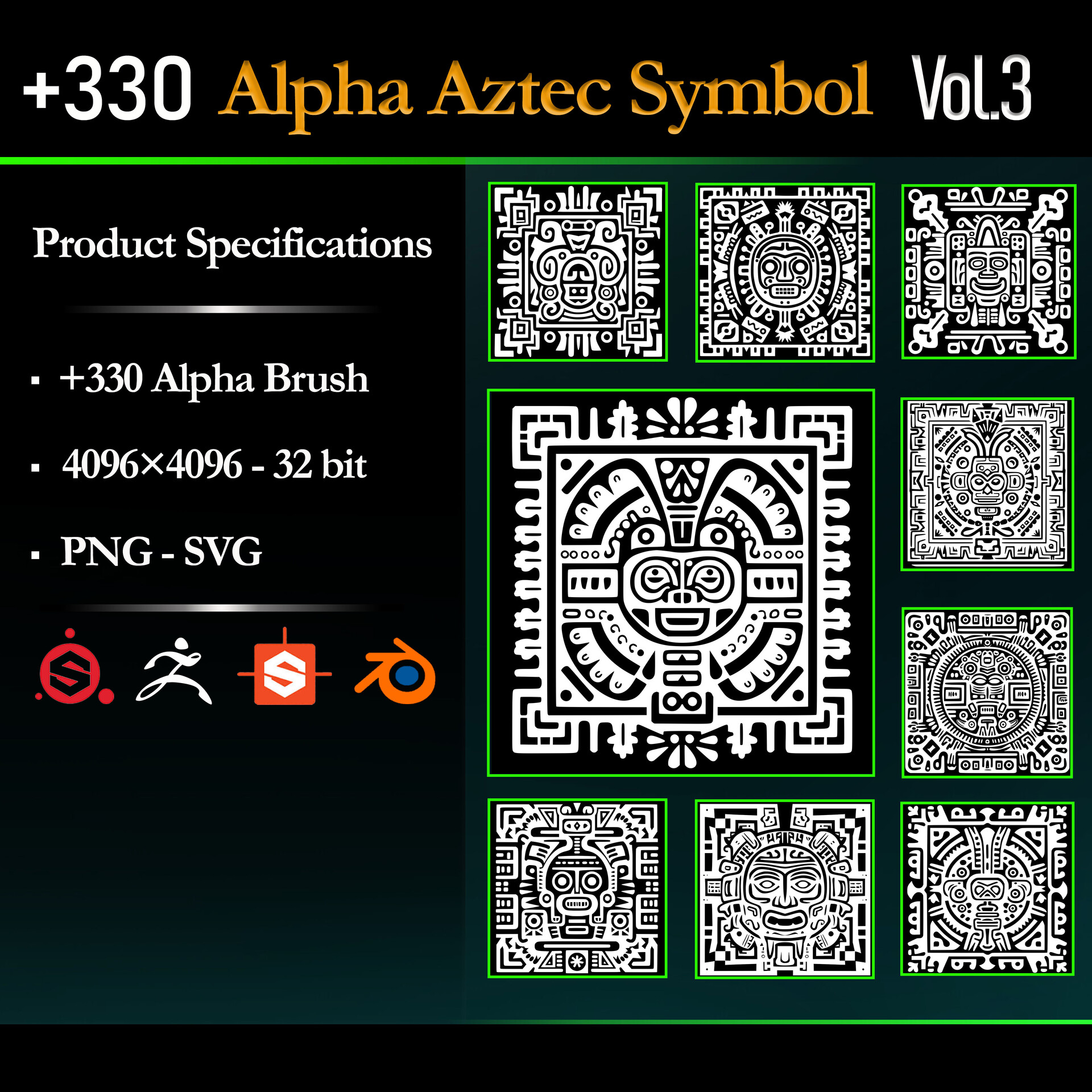 ArtStation - +330 Alpha Aztec Symbols - vol.3