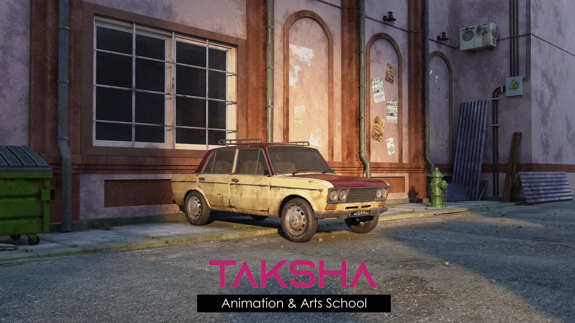 ArtStation - Alleyway with a Car