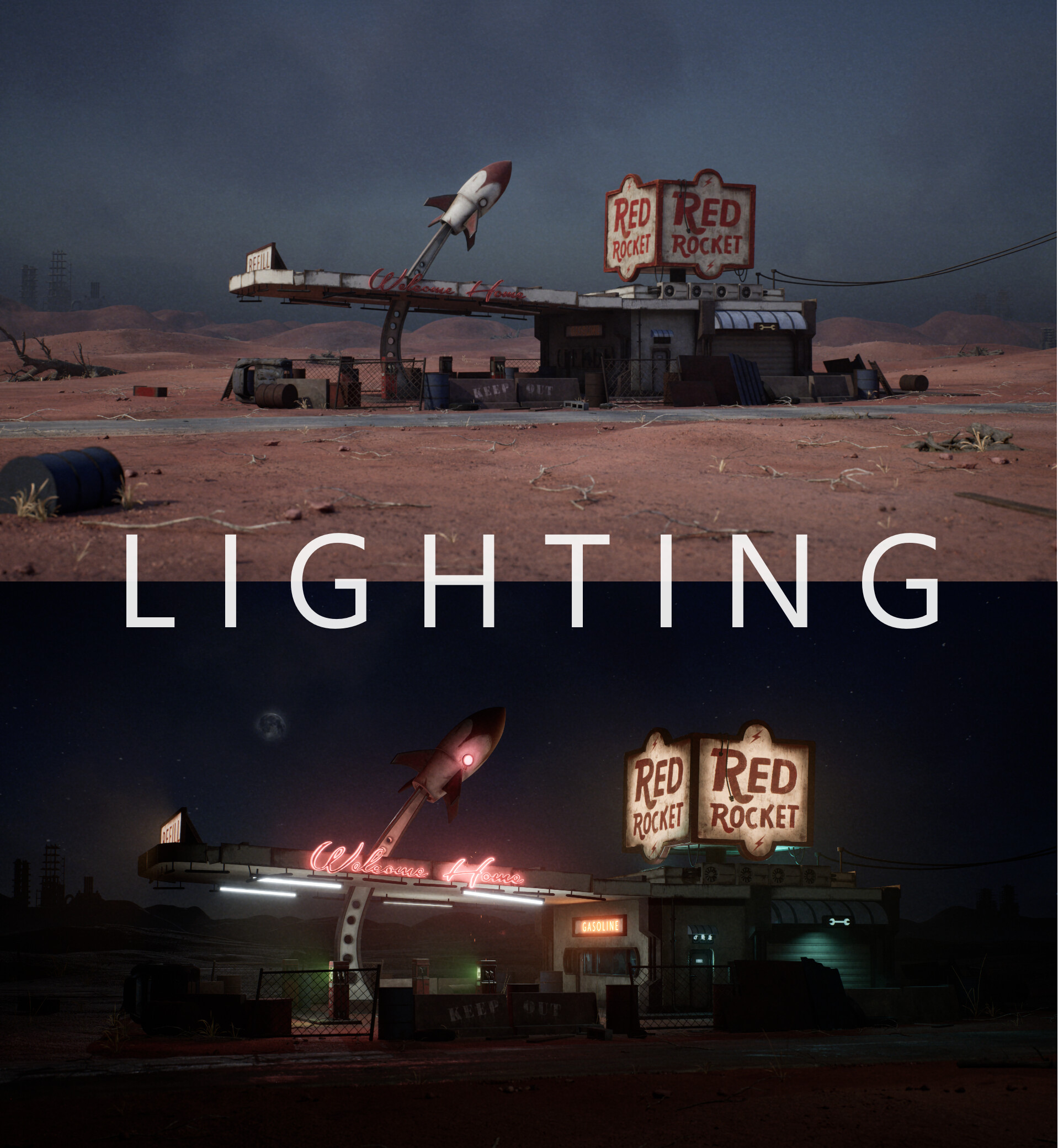 ArtStation - Red Rocket Gas Station