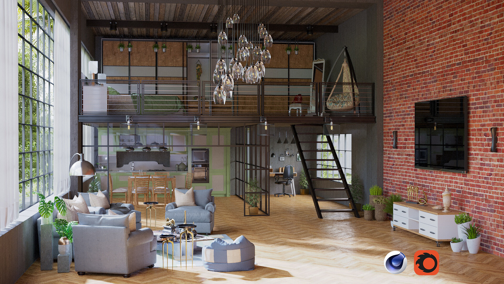 ArtStation - Loft Interior House - Cinema 4D r24 + Corona Renderer 12