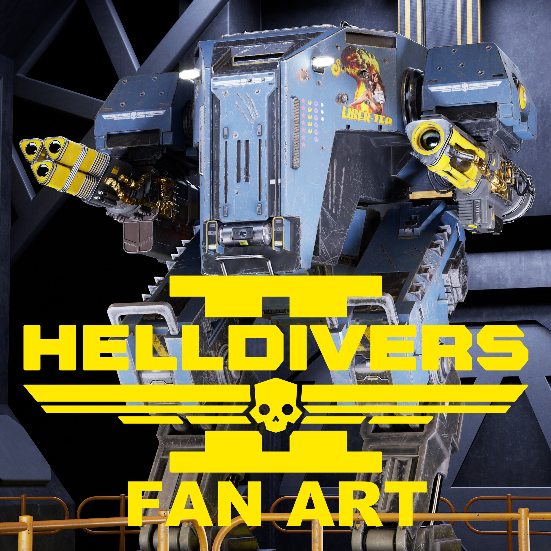 ArtStation - Helldivers 2 Fan Art - EXO-56 "Freedom Fighter" Exosuit