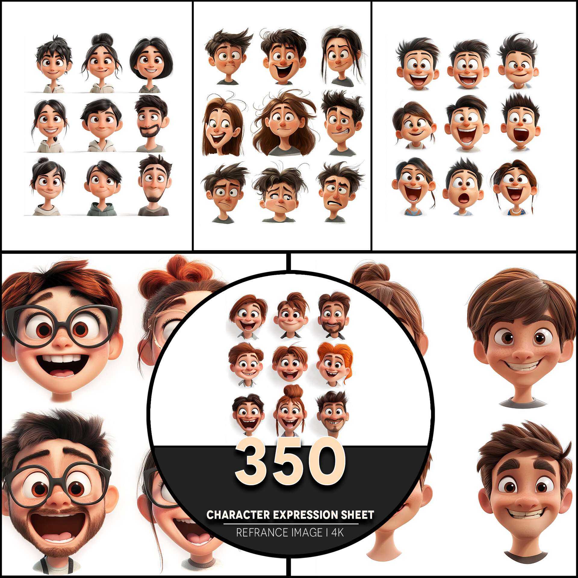 Pixel Ref - Character Expression Sheet 4K Reference/Concept Images