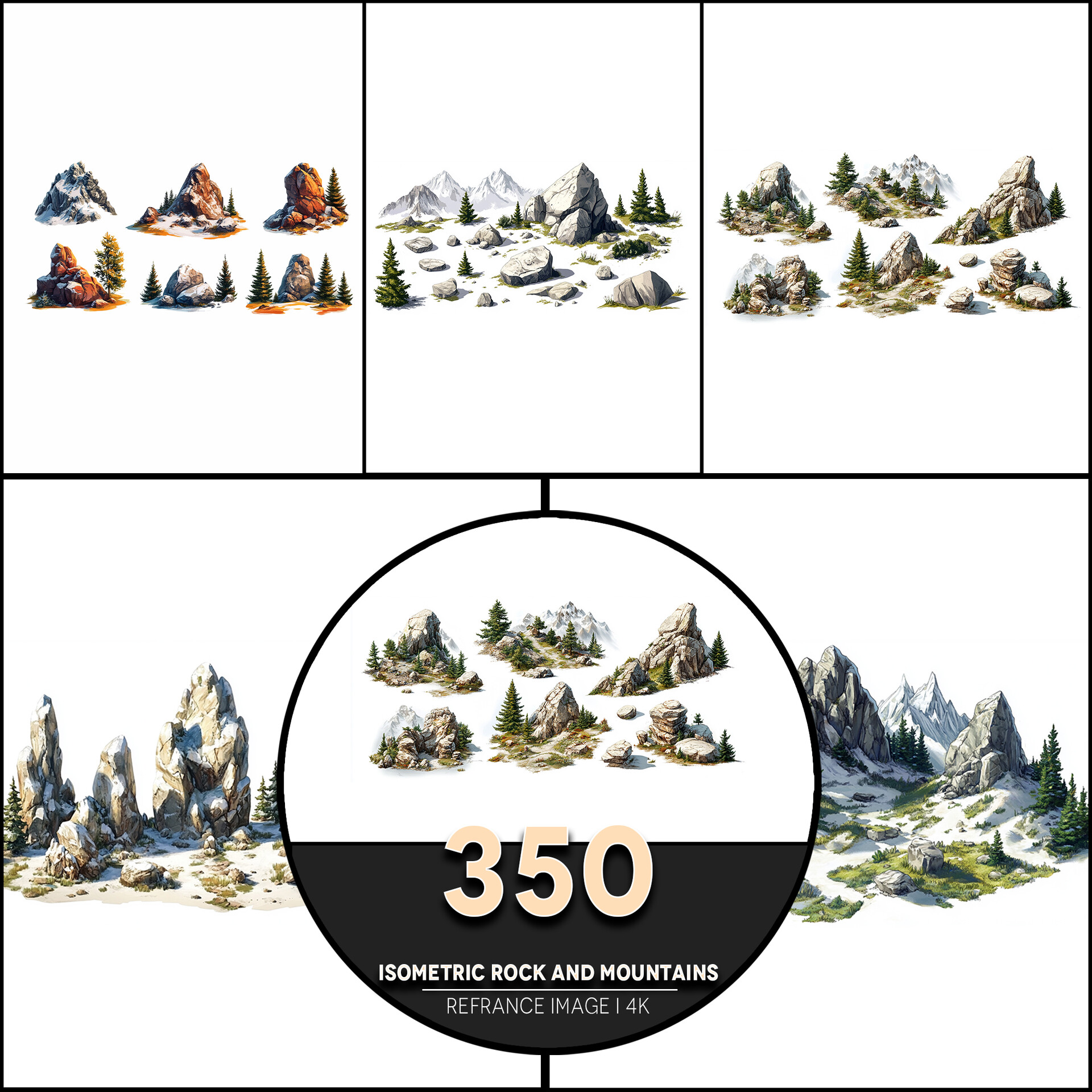 ArtStation - Isometric Rock and Mountains 4K Reference/Concept Images