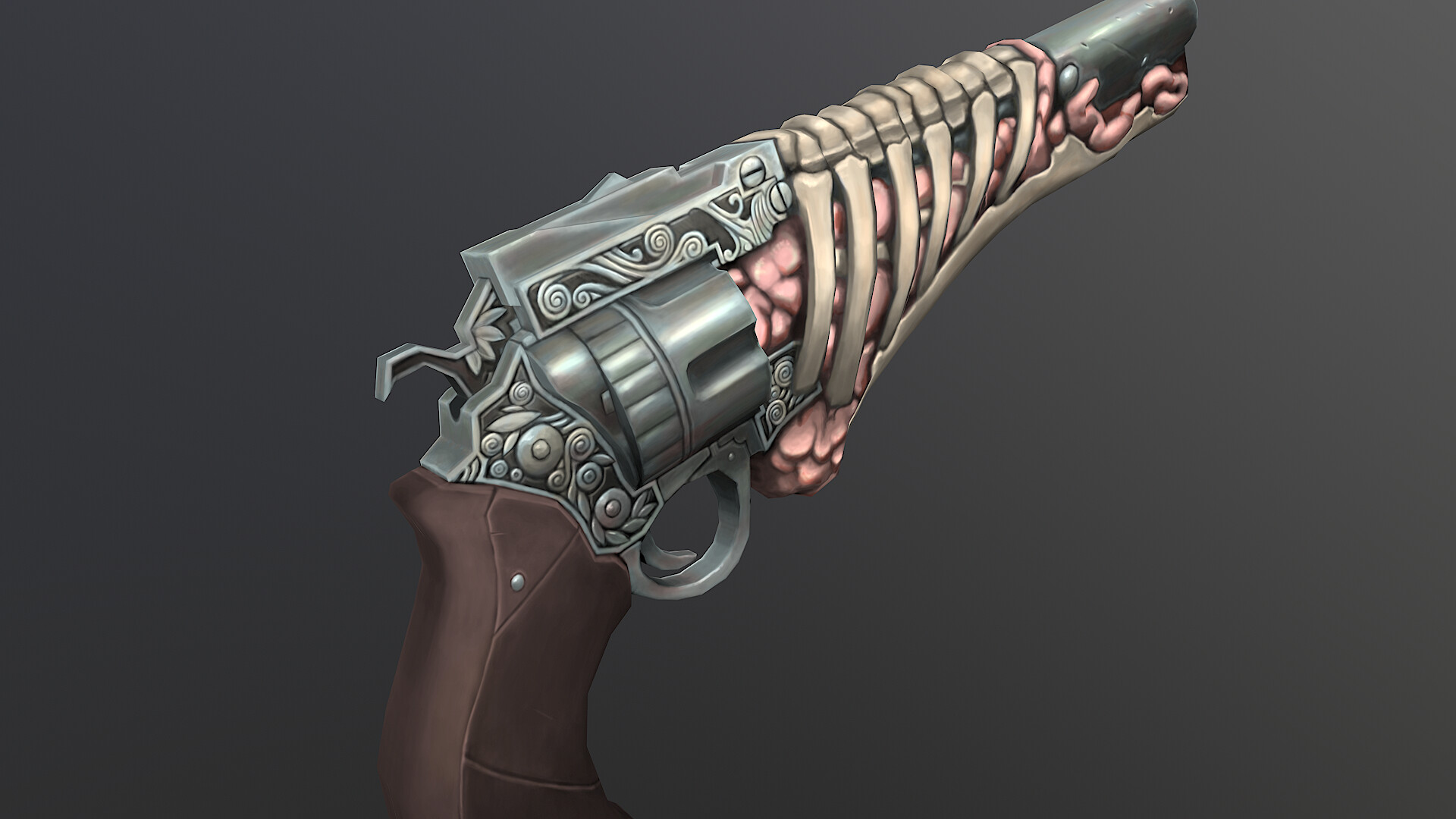 ArtStation - Stylized Meat Revolver - Handpaint practice