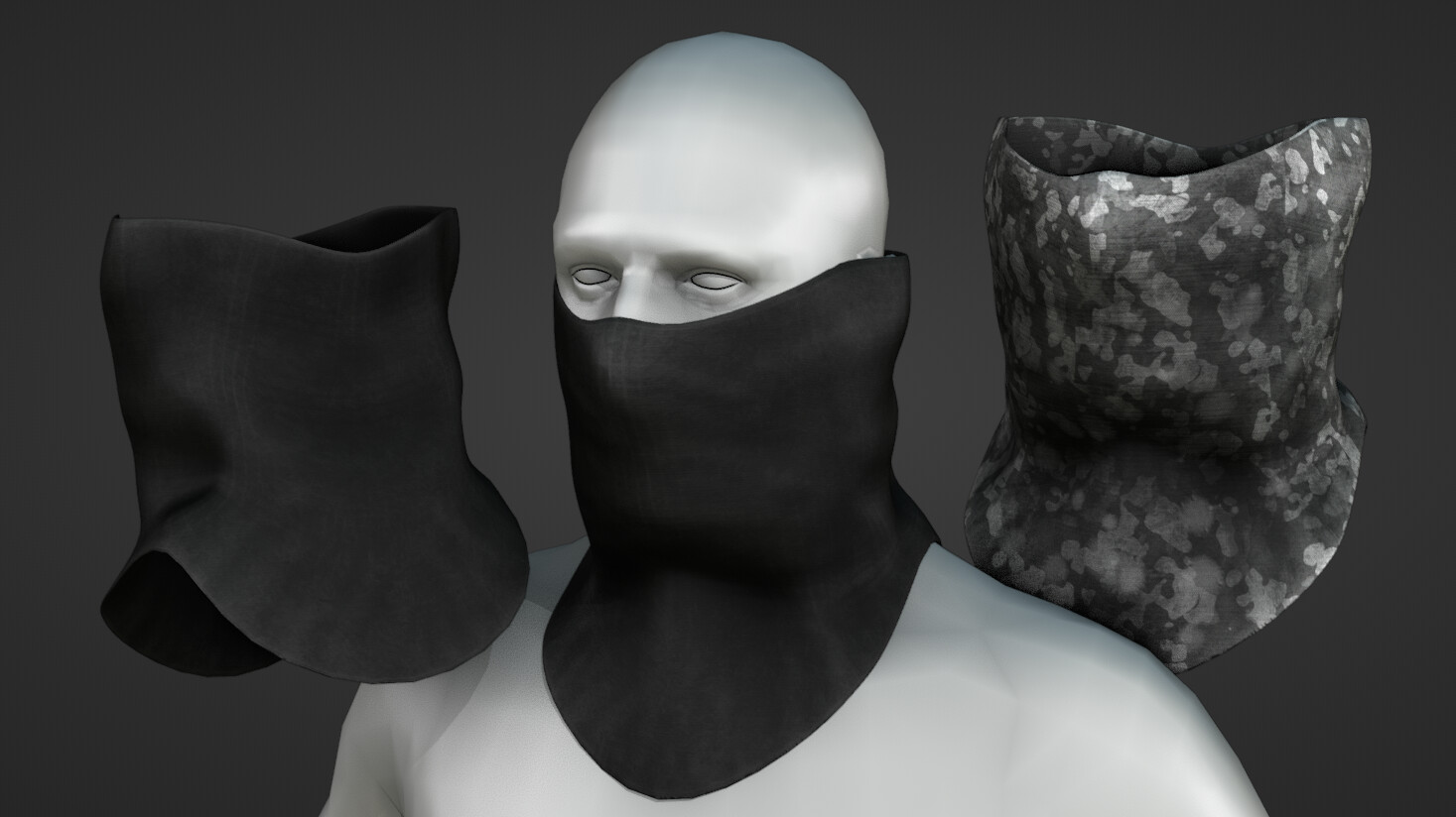 ArtStation - BALACLAVA HALF FACE MASK, BLACK & SNOW