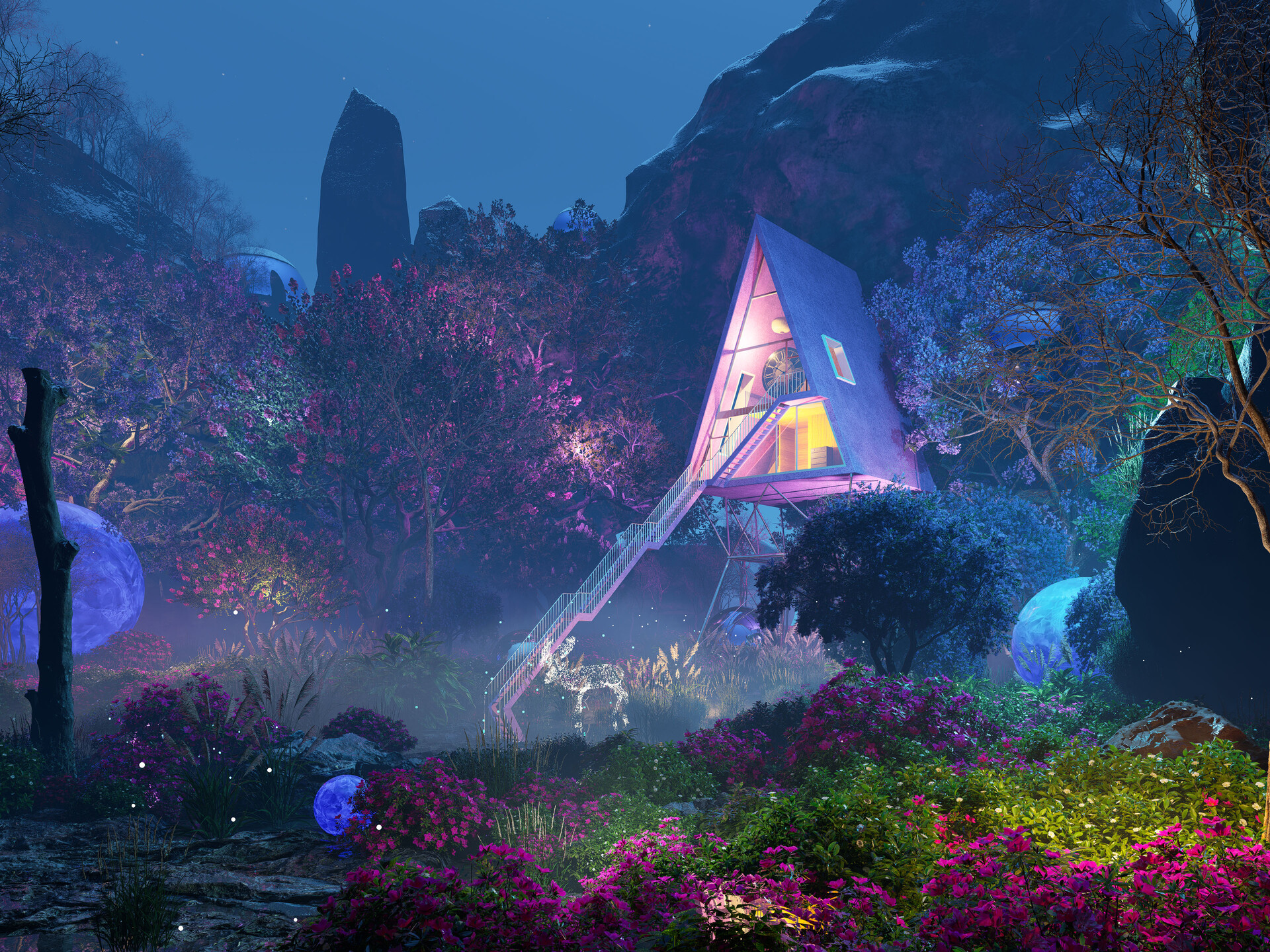 ArtStation - Moonlight Retreat-The Luminous Haven