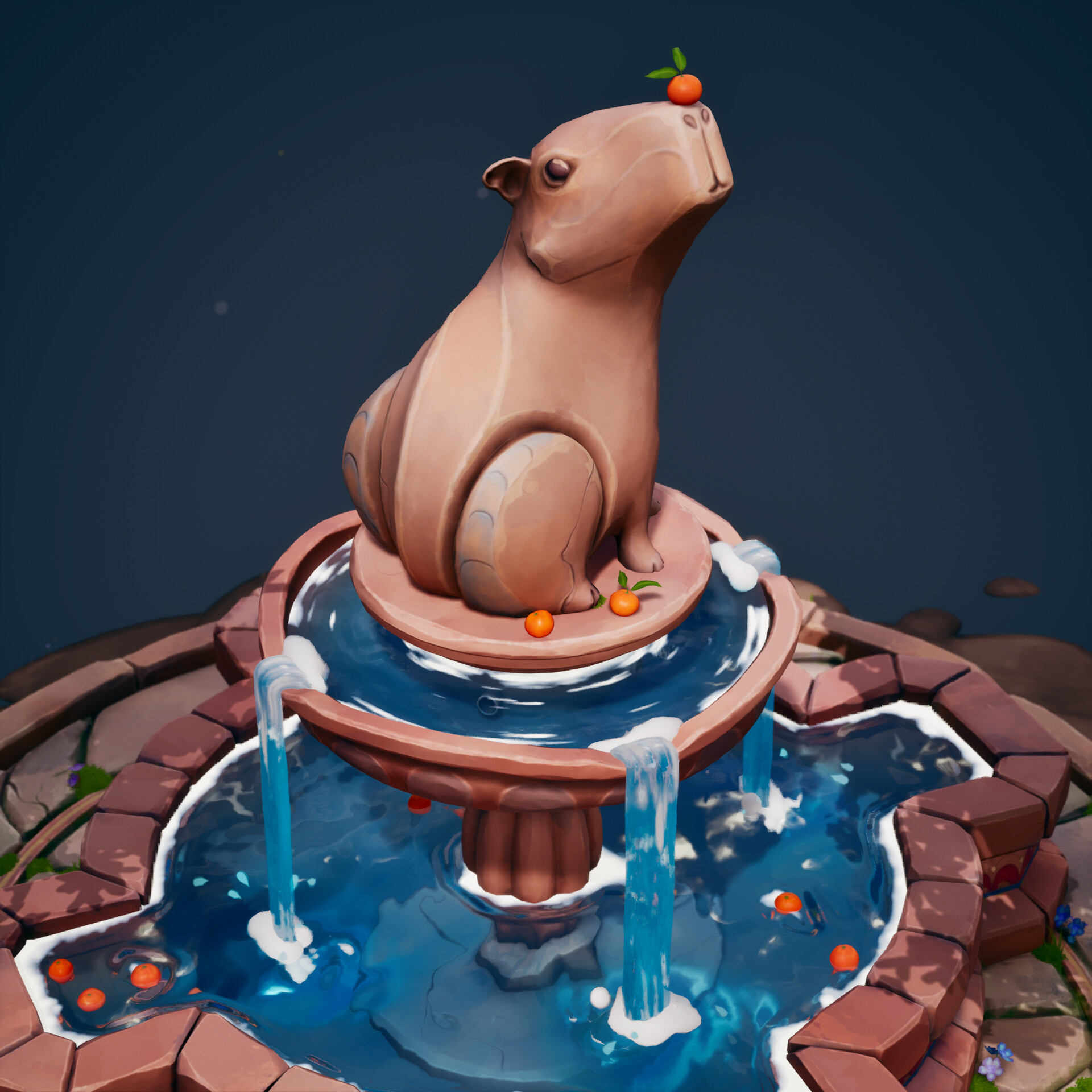 ArtStation - Capybara Fountain - Diorama