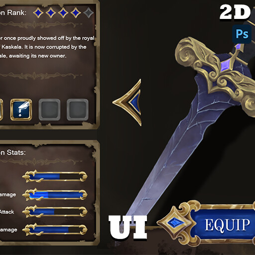 ArtStation - [Student Work] Weapon selection UI