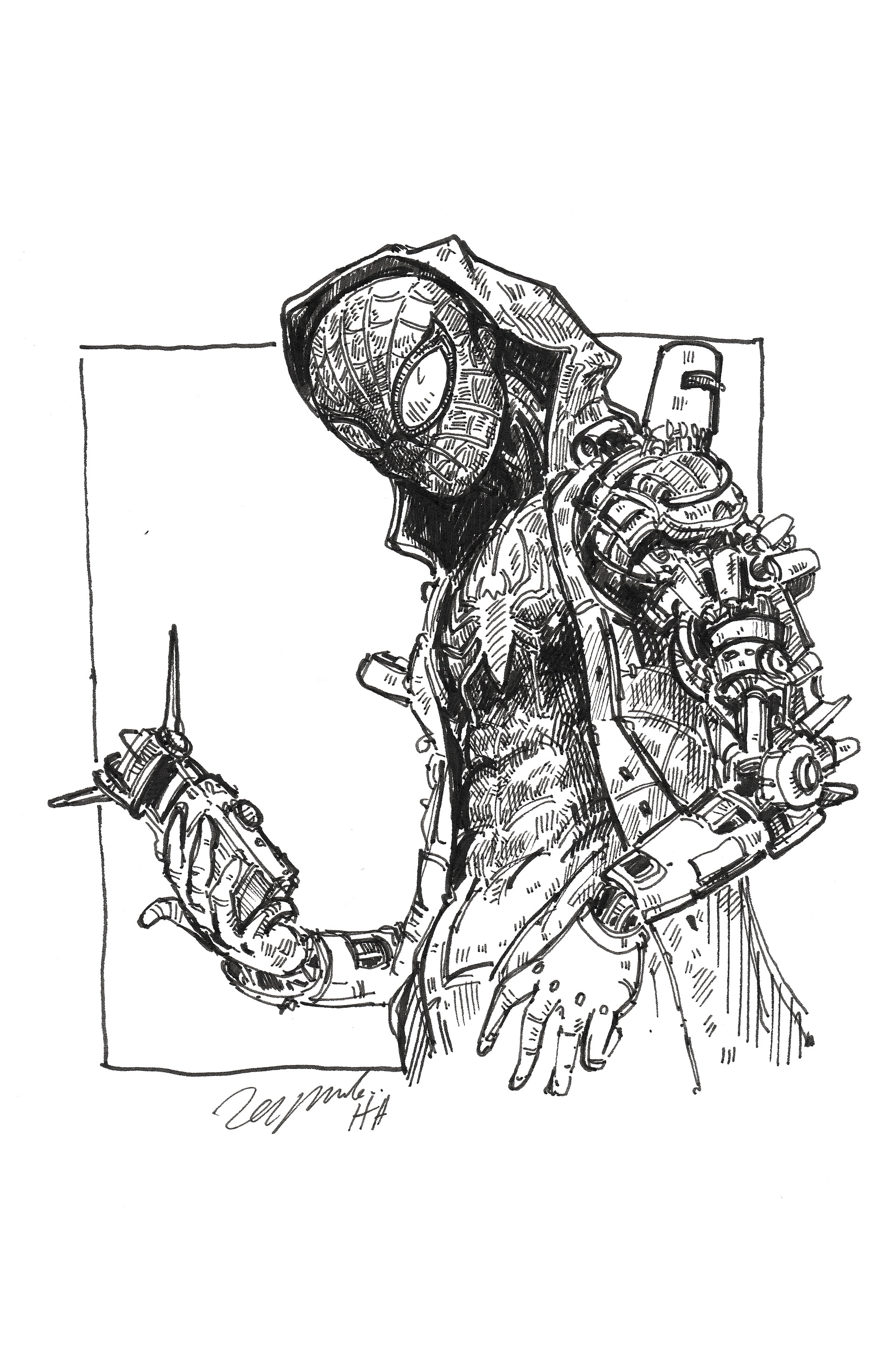 Artstation Spider Man Fanart Ink Drawing