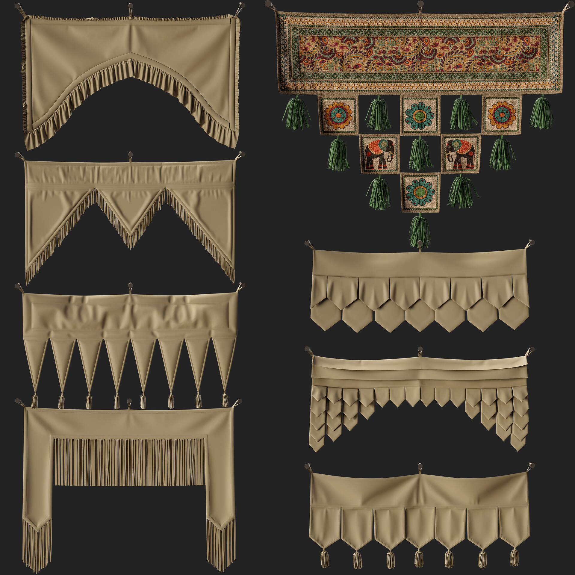 ArtStation - 8 Ethnic Valance /Marvelous Designer-Clo3D(ZPRJ + FBX + OBJ)
