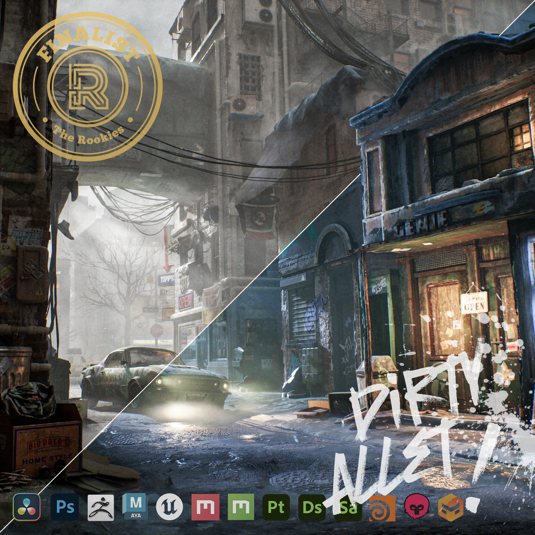 ArtStation - Dirty Alley - Concept by Tian Gan