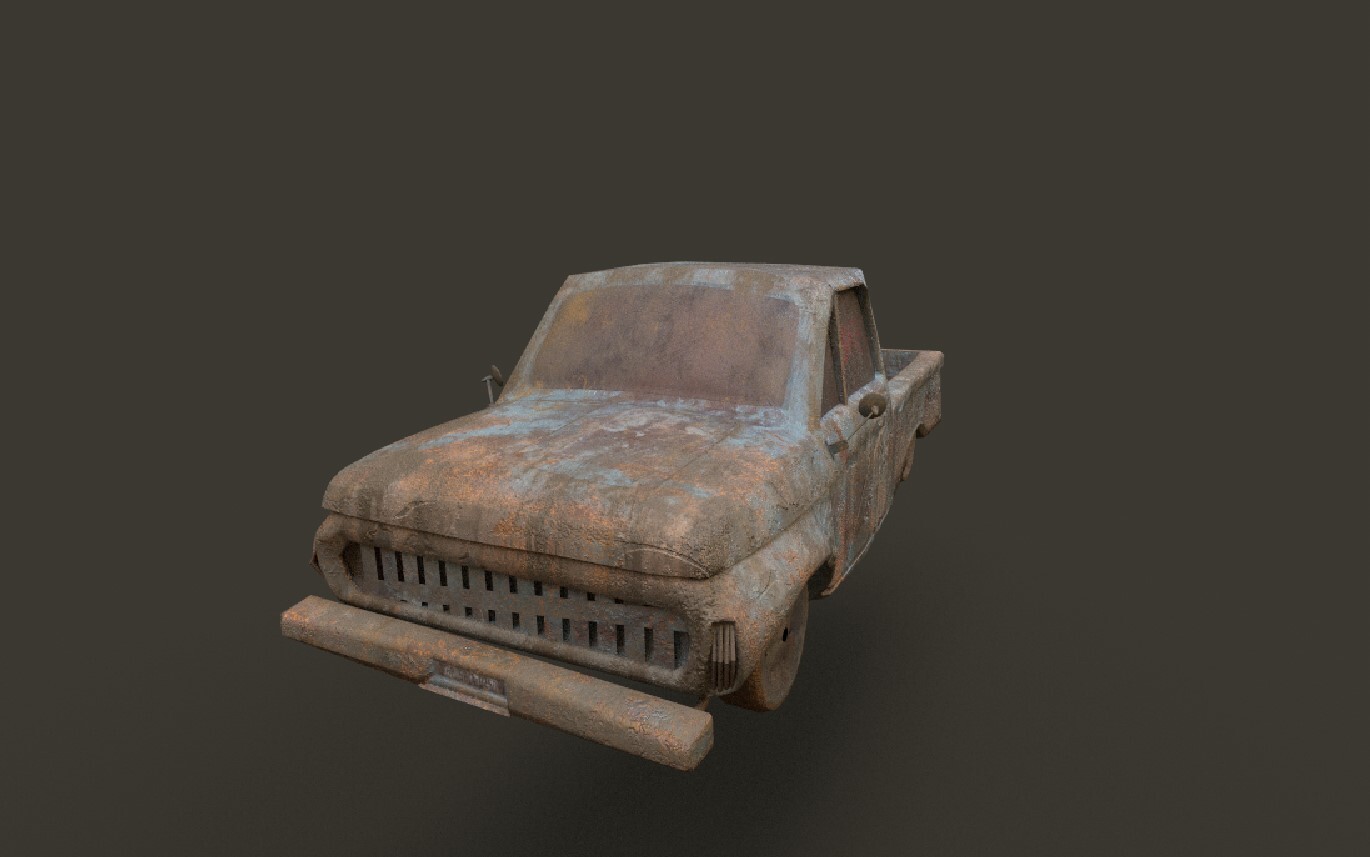 ArtStation - Old Rusty Truck – Low Poly Game Asset