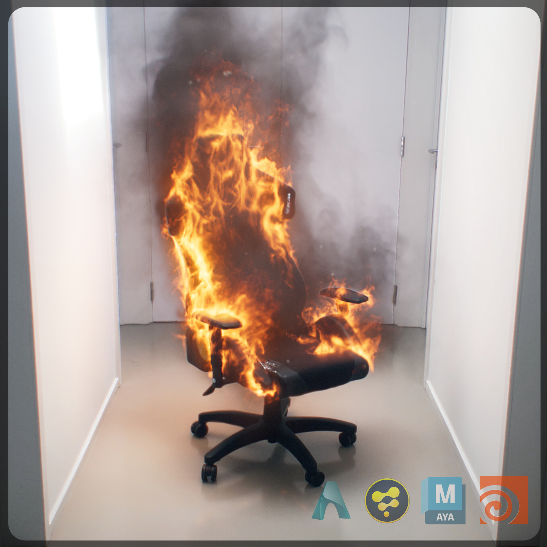 ArtStation - Burning Chair - VFX compositing.