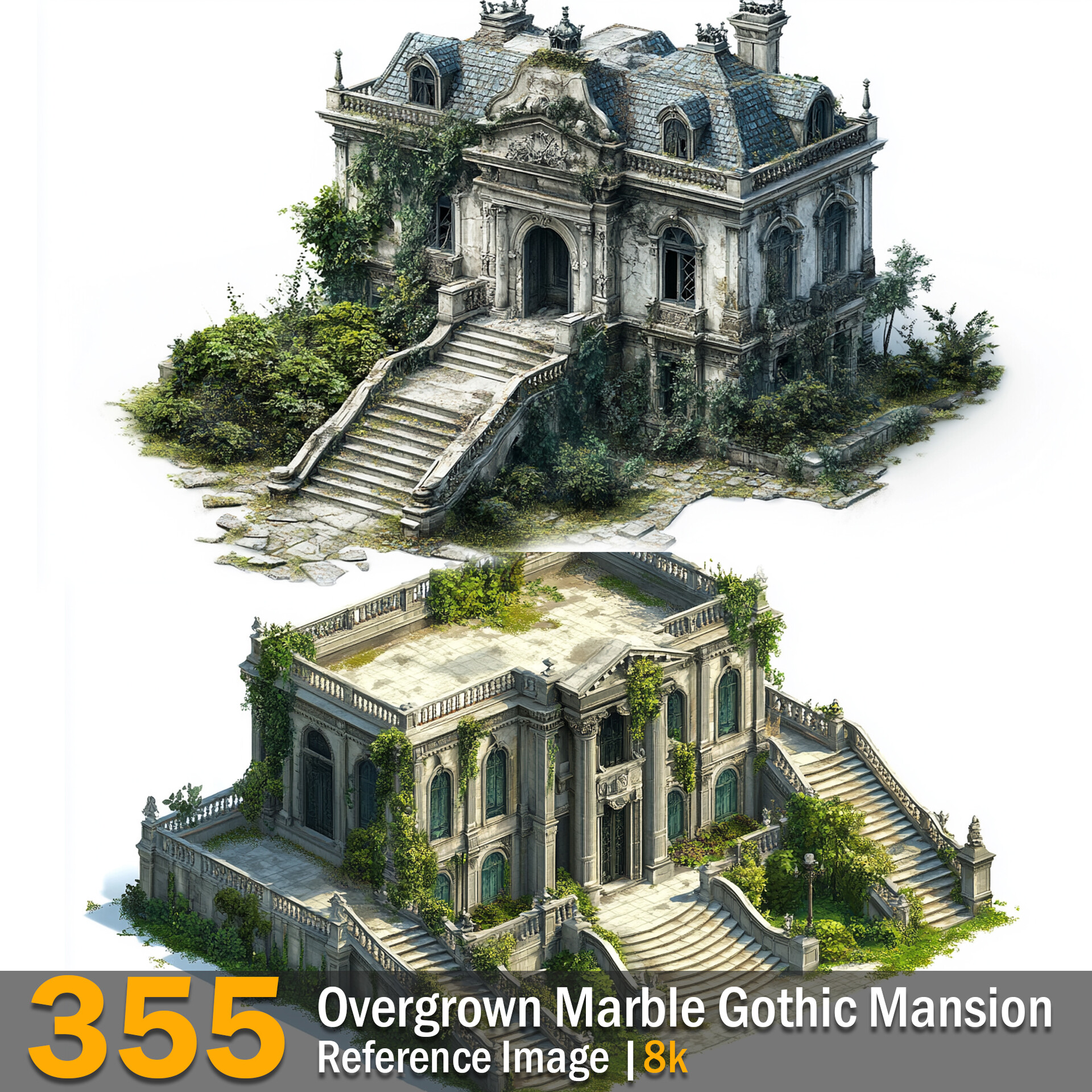 Lumière - Overgrown Marble Gothic Mansion | Reference Images | 8K