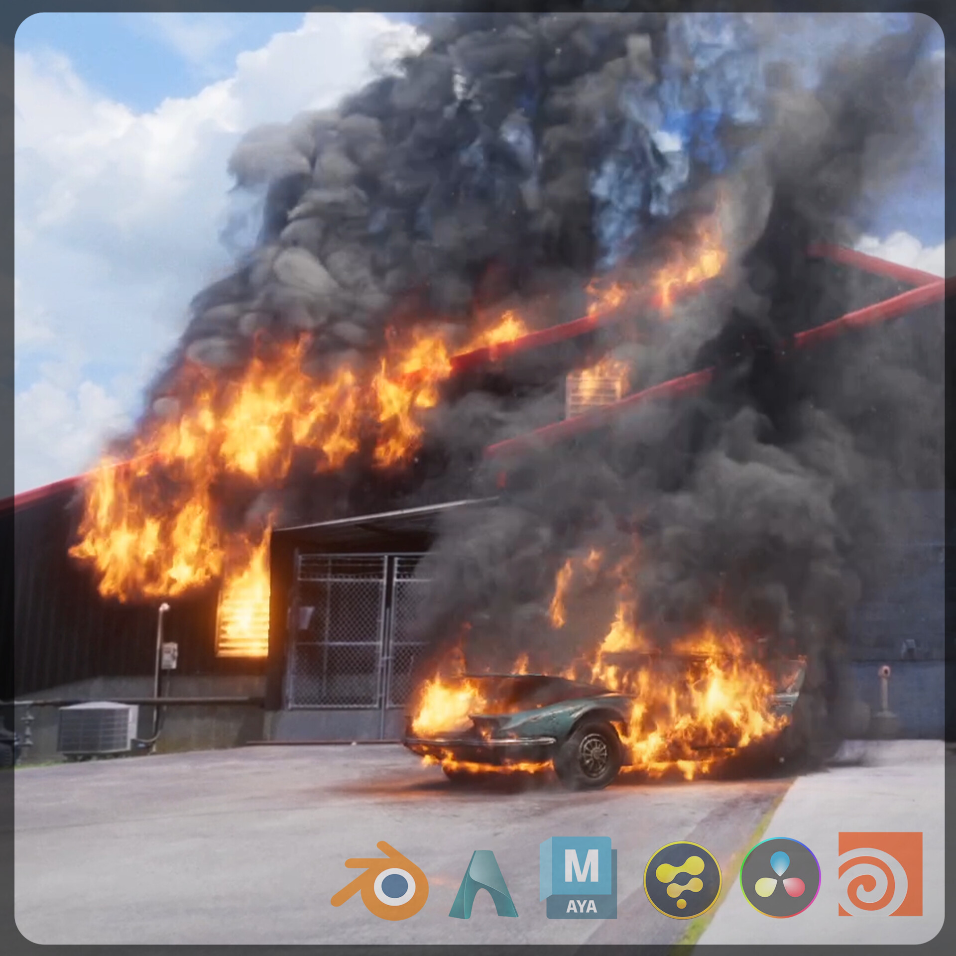 ArtStation - Burning Car - VFX compositing