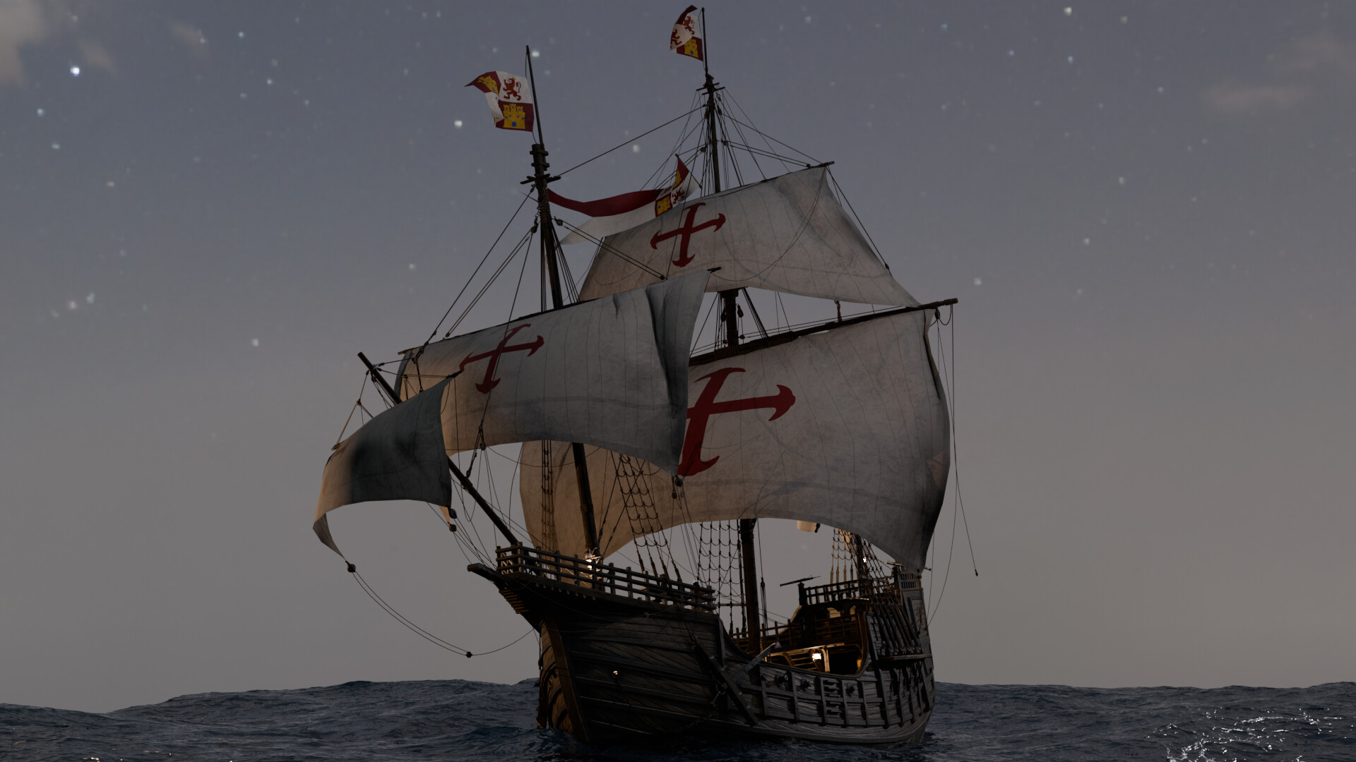 ArtStation - Santa Maria : Pirate ship / Galleon With Fully Detailed ...