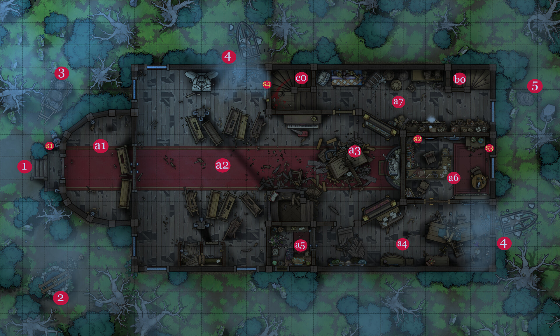 ArtStation - The rotten Chapel battle map, dungeon map.