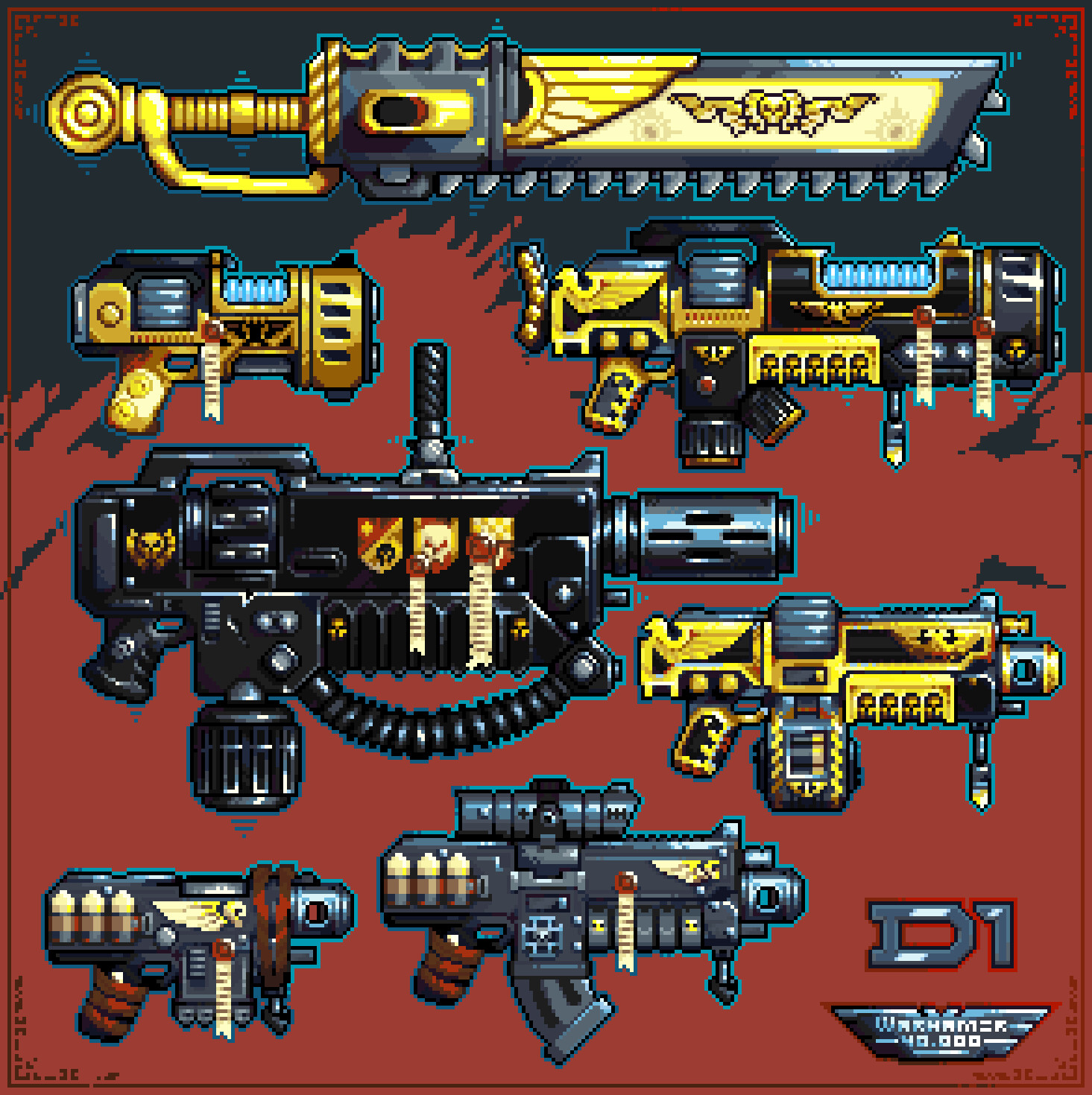 ArtStation - Pixel-art warhammer guns