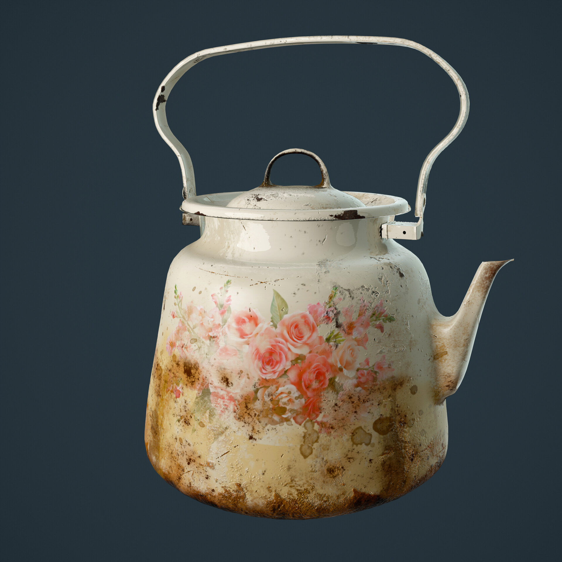 ArtStation - Rustic Floral Kettle – Game-Ready Prop