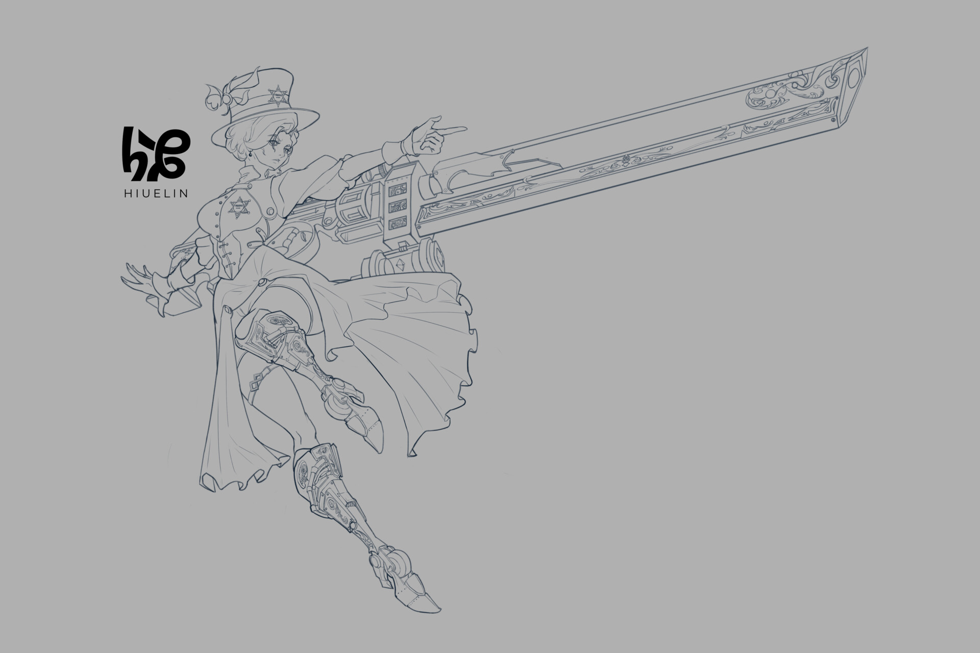 ArtStation - "Clara Vane – Steampunk Sheriff (Concept Sketch Study)"