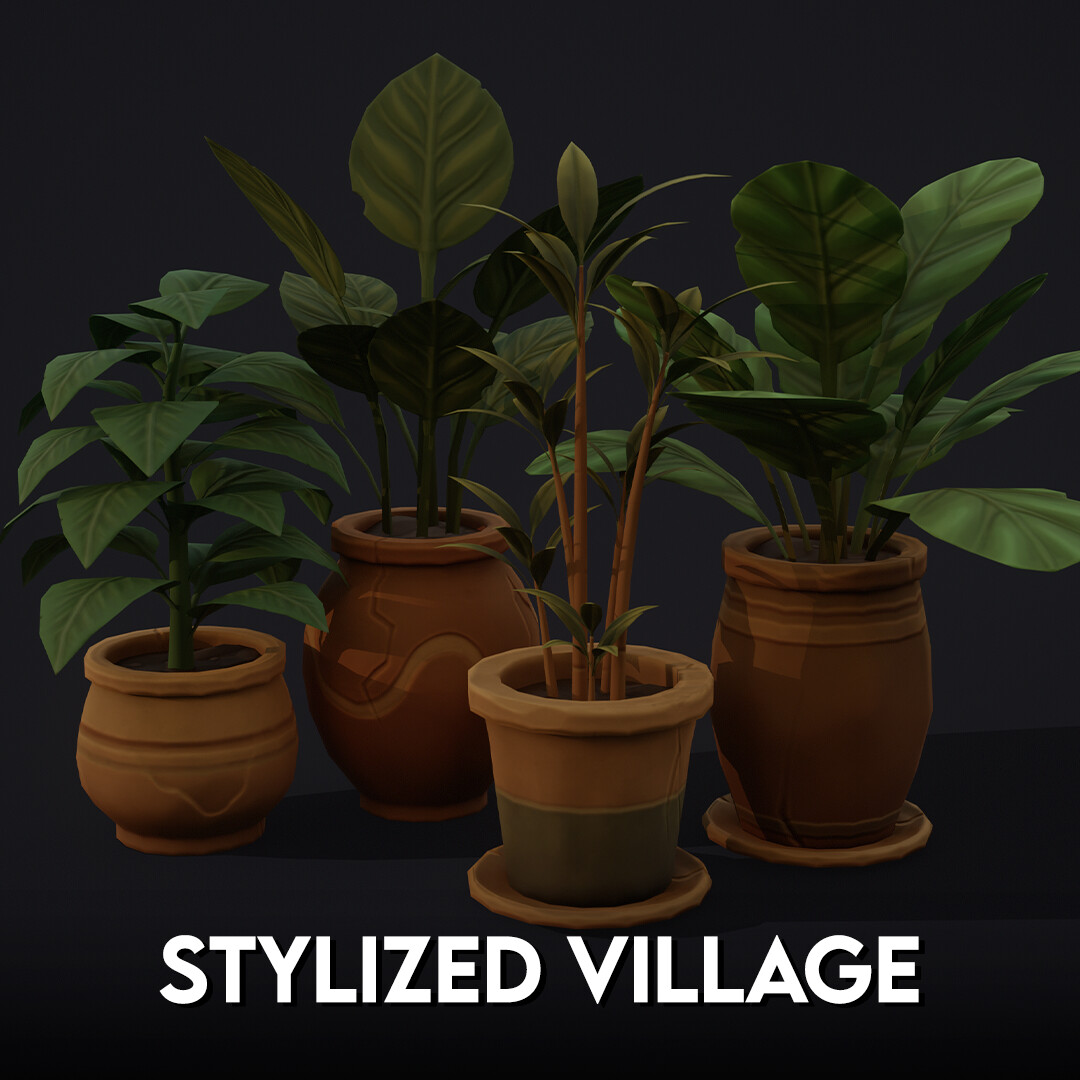 ArtStation - Stylized Plants in Pot