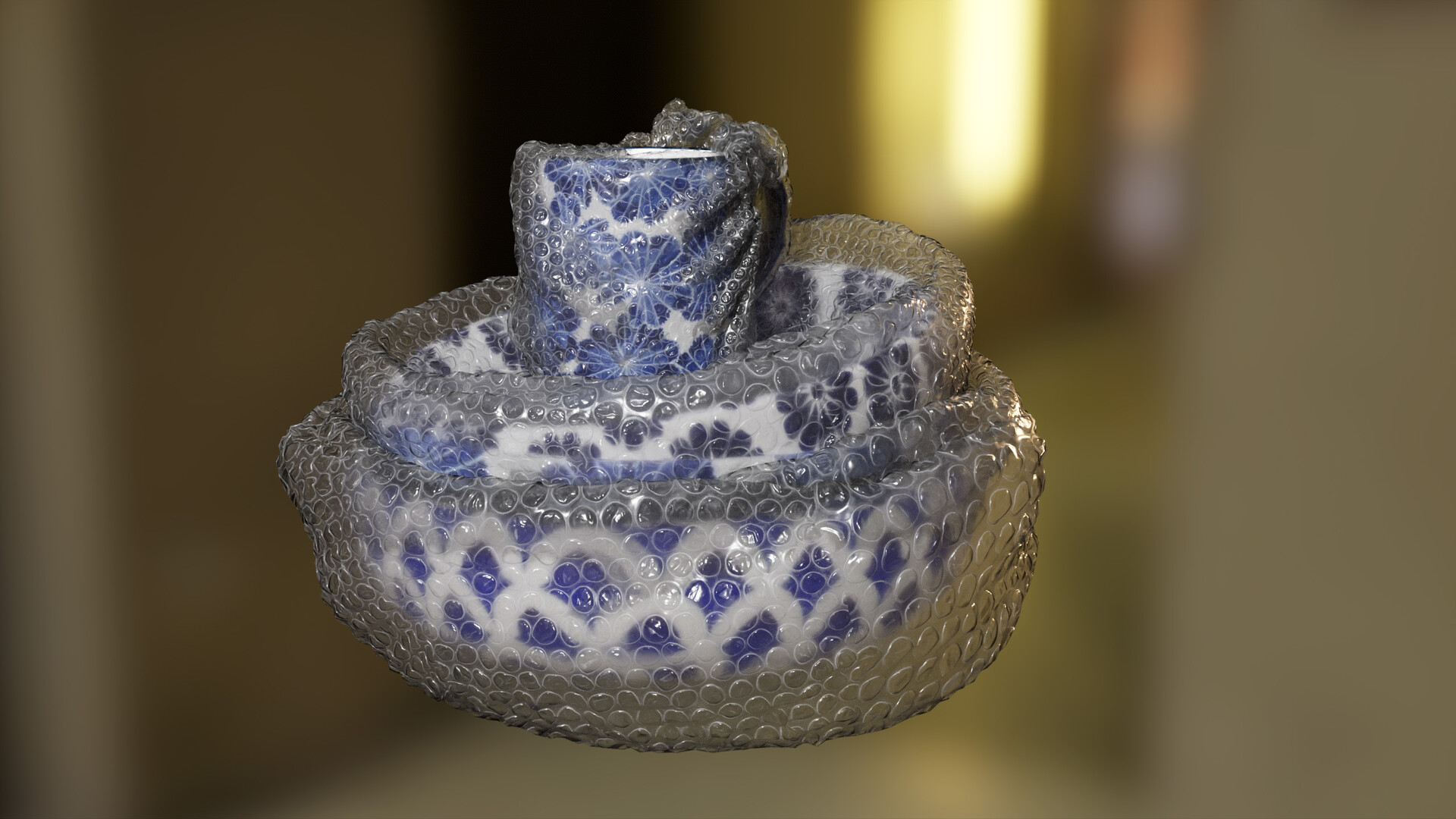 ArtStation - Tableware wrapped in bubble wrap.