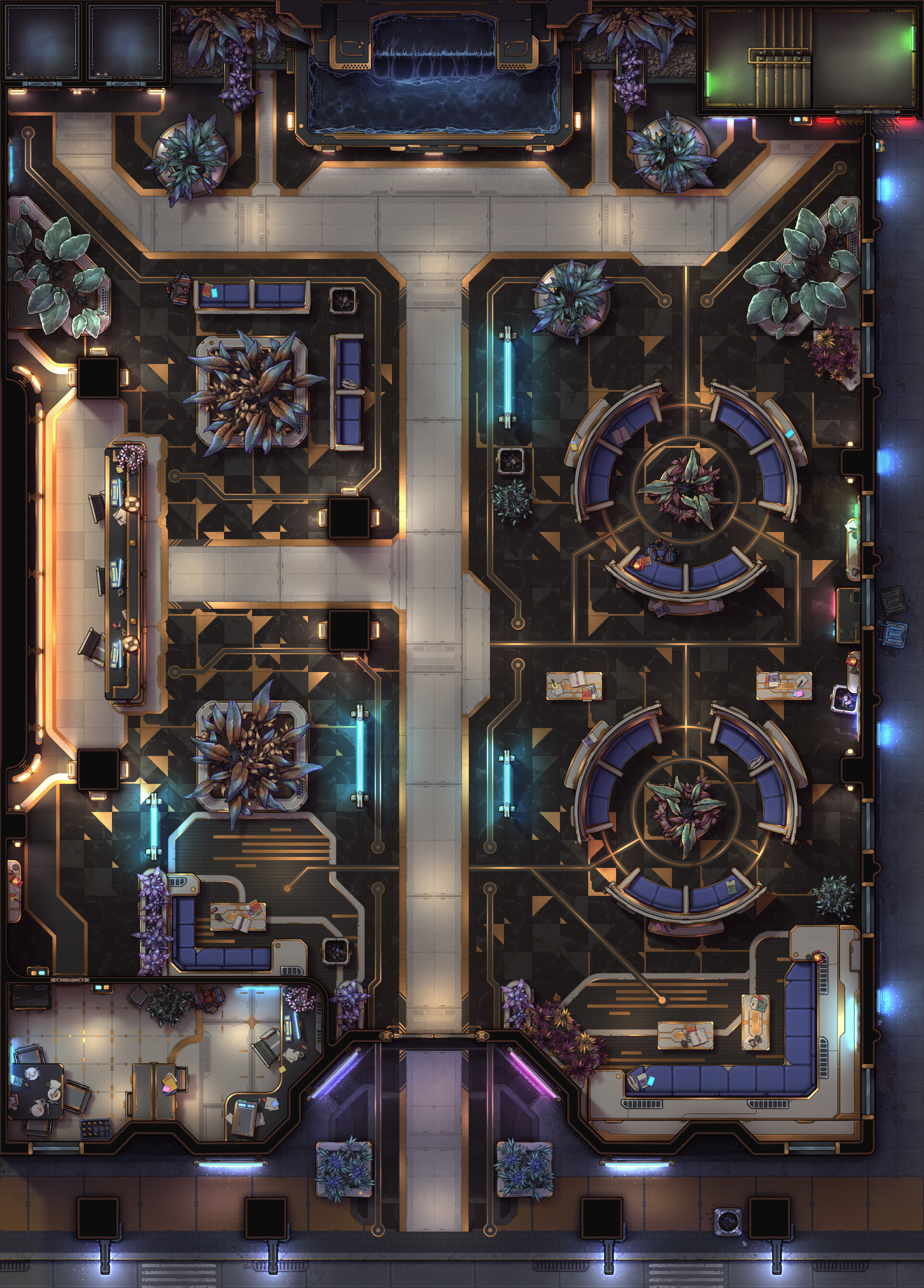 ArtStation - Battlemap (TTRPG) – Tower block (Foyer)