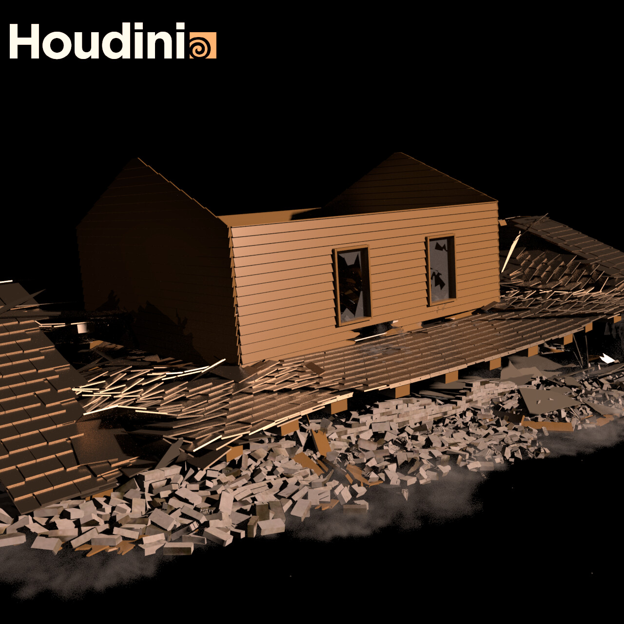 ArtStation - House Destruction simulation in Houdini