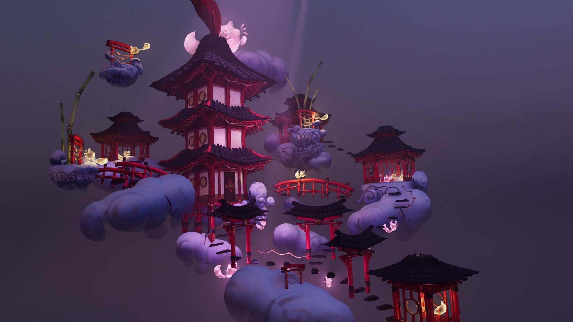 ArtStation - Fox Spirit Haven - Stylized Japanese Shrine