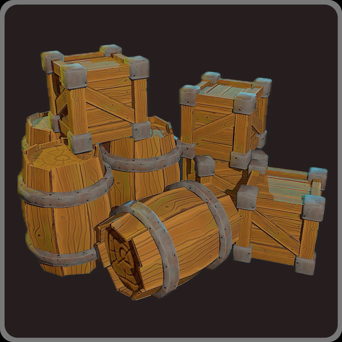 ArtStation - Stylized Fantasy Barrels and Crates — Trim Sheet Workflow