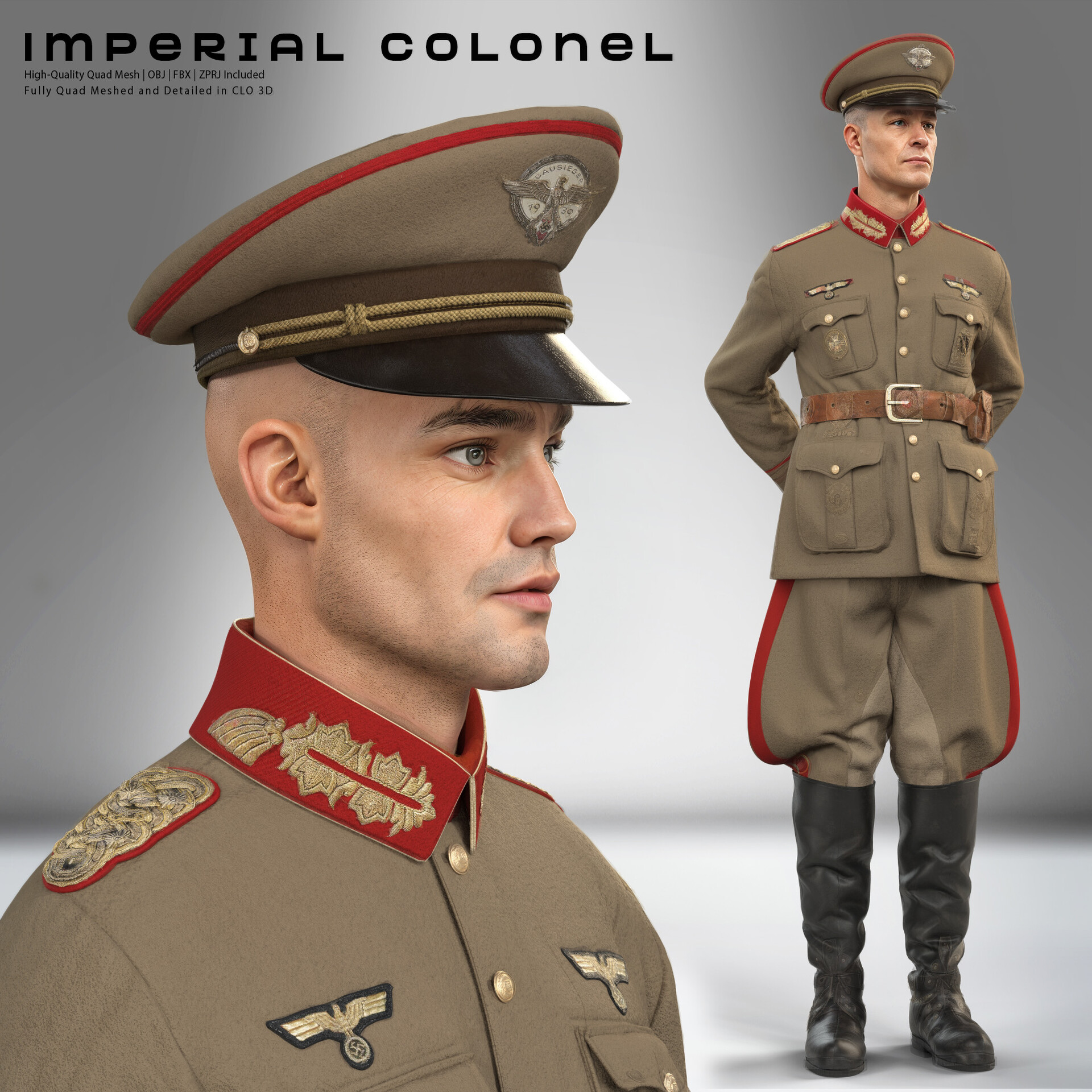ArtStation - Imperial Colonel — WWII Officer Uniform