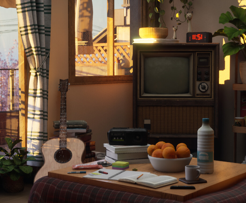ArtStation - Inside a Japanese Student’s Room
