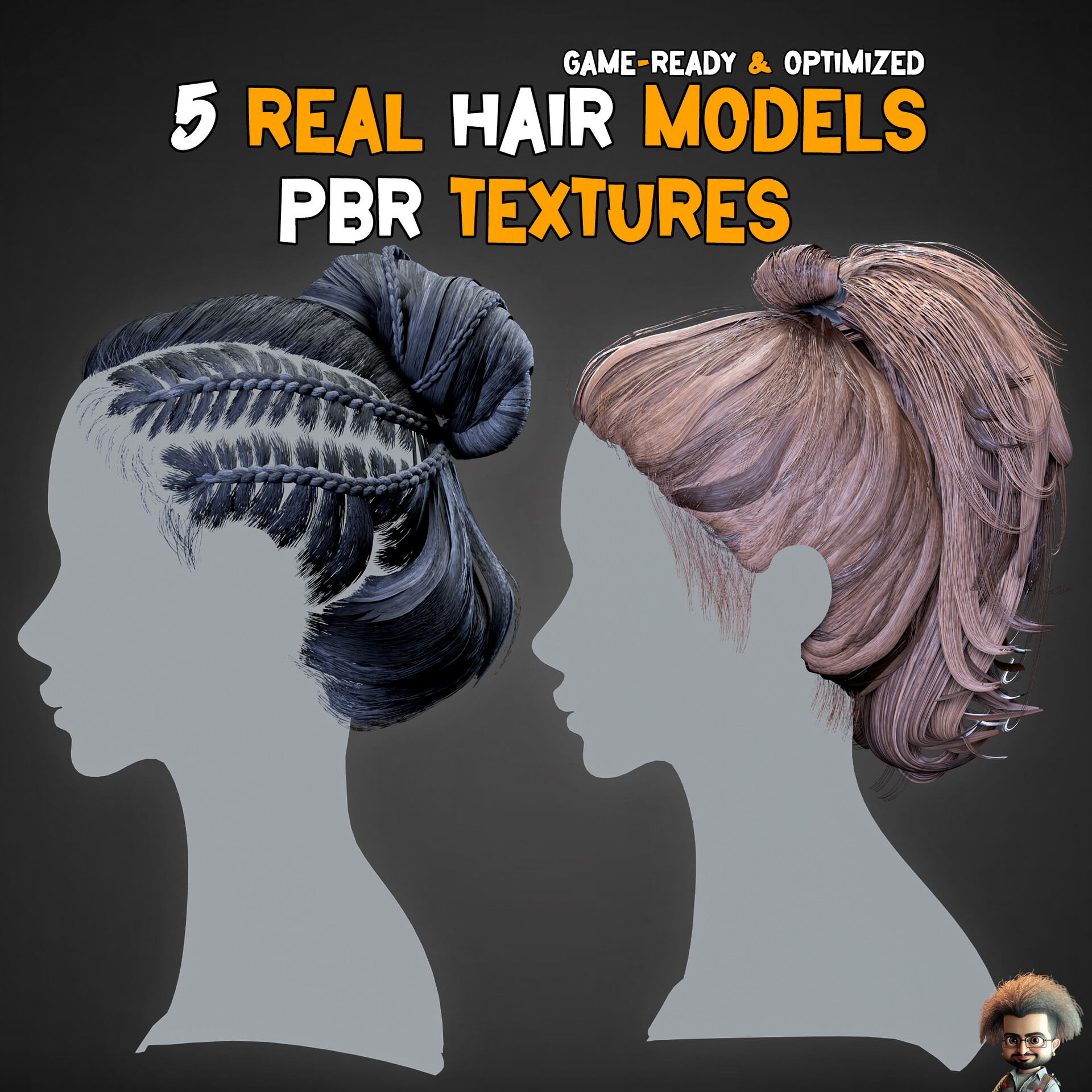 ArtStation - 05 Real Hair Models + PBR Textures |Game-Ready & Optimized|