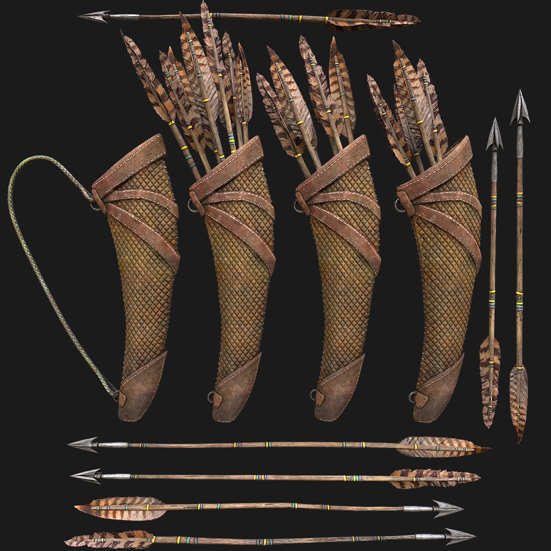 ArtStation - Medieval Quiver and Arrows Arrow Archer Set