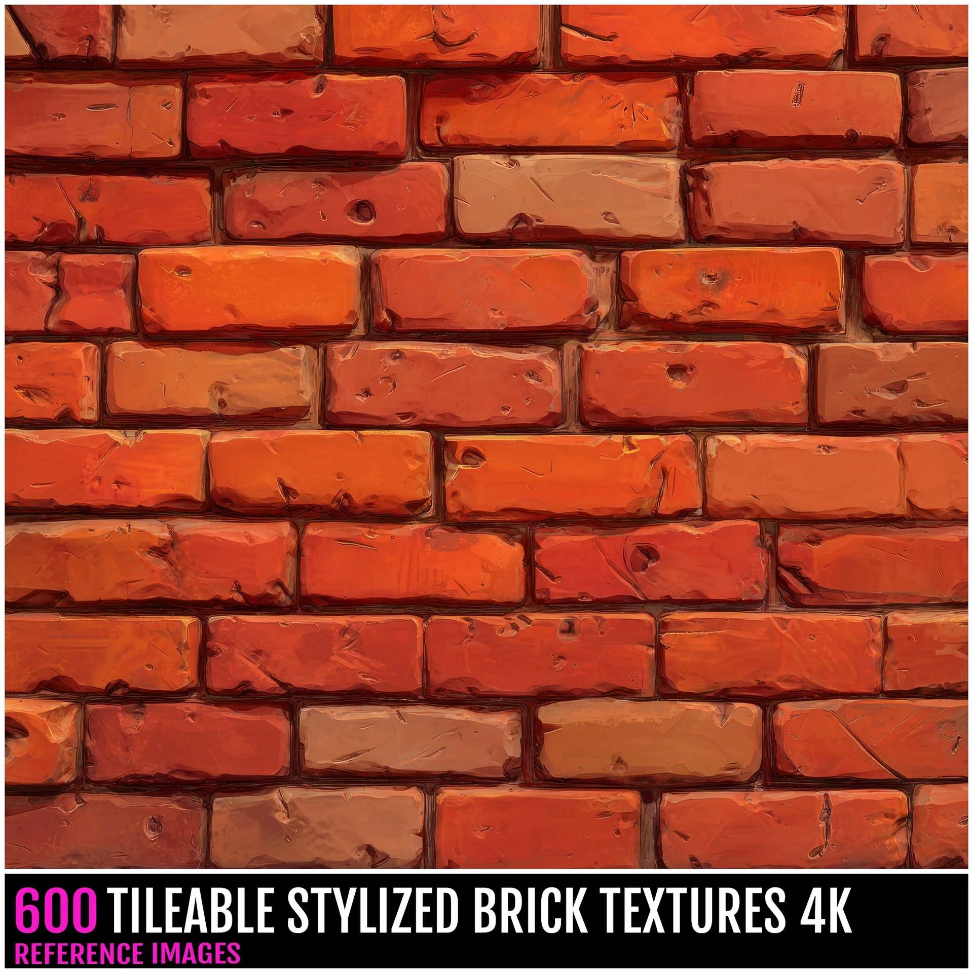 ArtStation - 600 TILEABLE STYLIZED BRICK TEXTURES