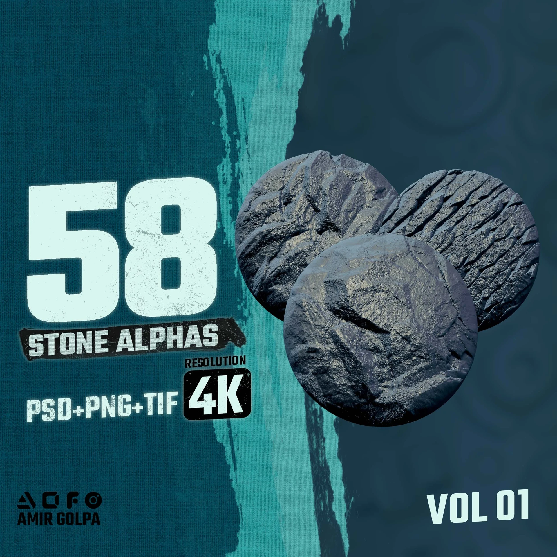 ArtStation - 58 Stone & Rock Alpha Collection – 4K Tileable Textures