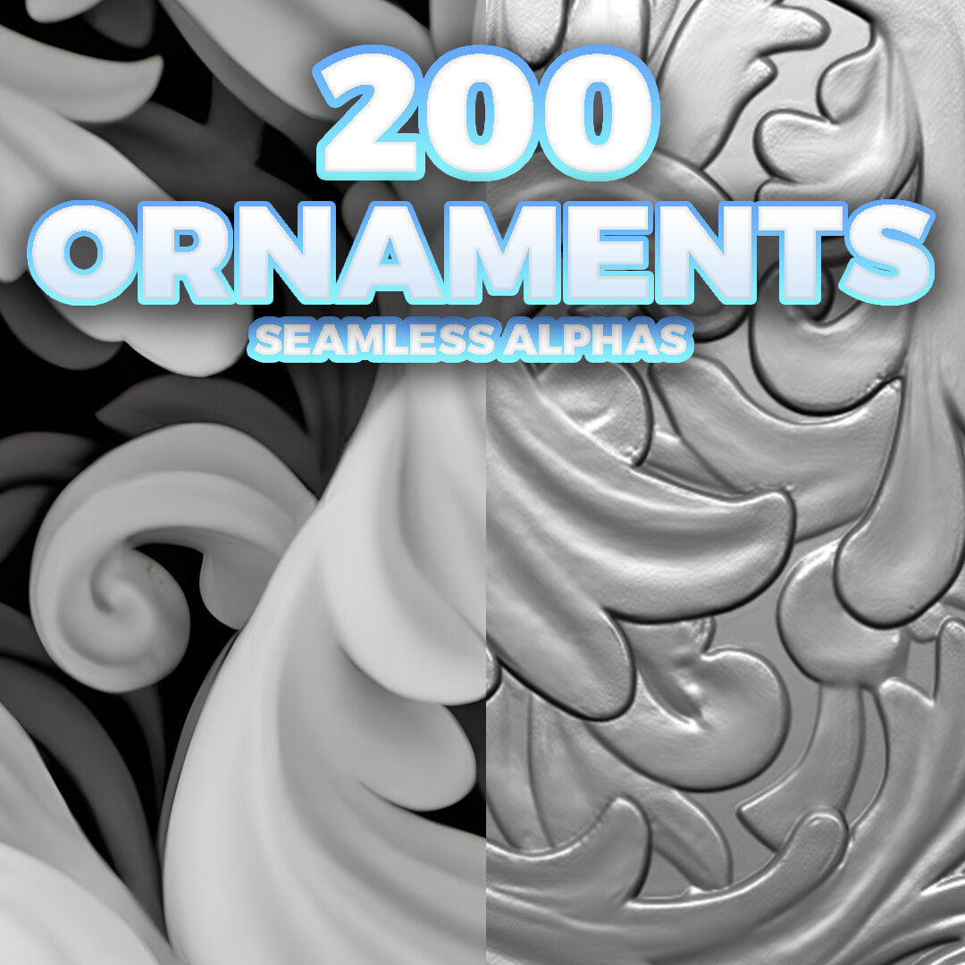 ArtStation - 200 Ornamental Tileable Alphas (Displacement Maps) for ...
