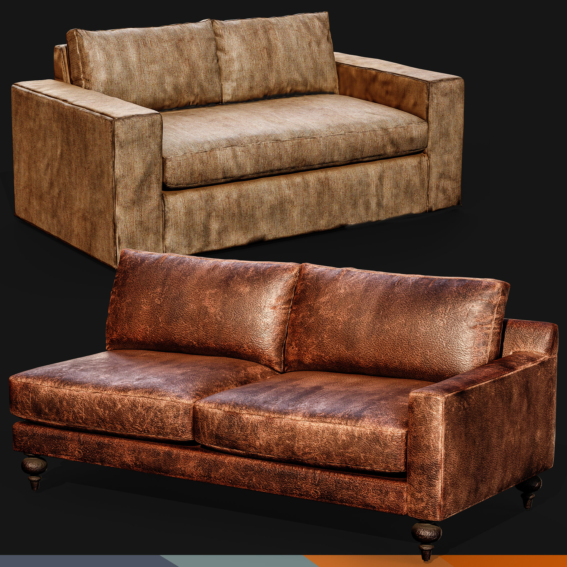 ArtStation - 17 Sofa with 2 Texture set - Game Asset
