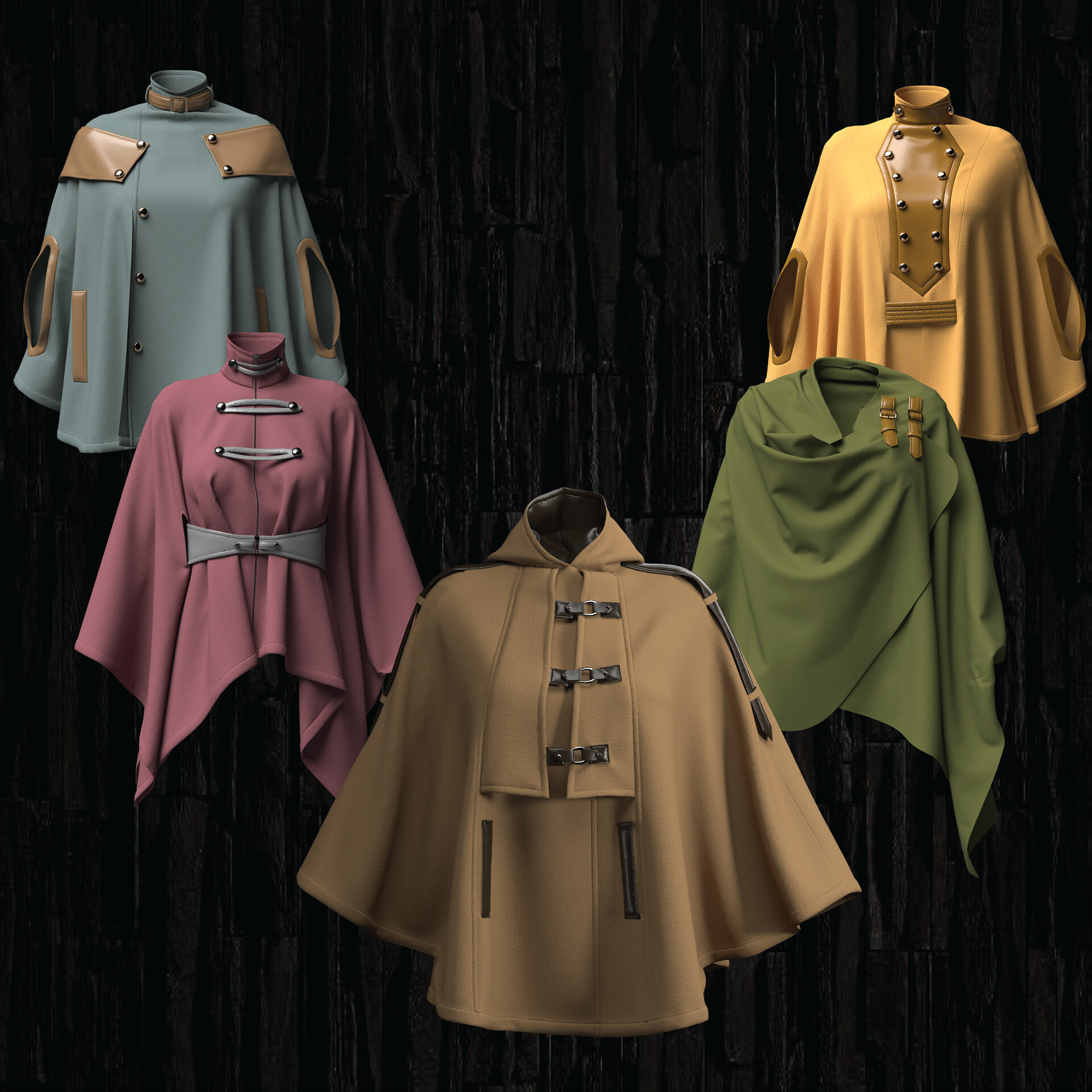 ArtStation - 5 FEMALE CLOAK (MARVELOUS AND CLO3D)( ZPRJ,FBX,OBJ)