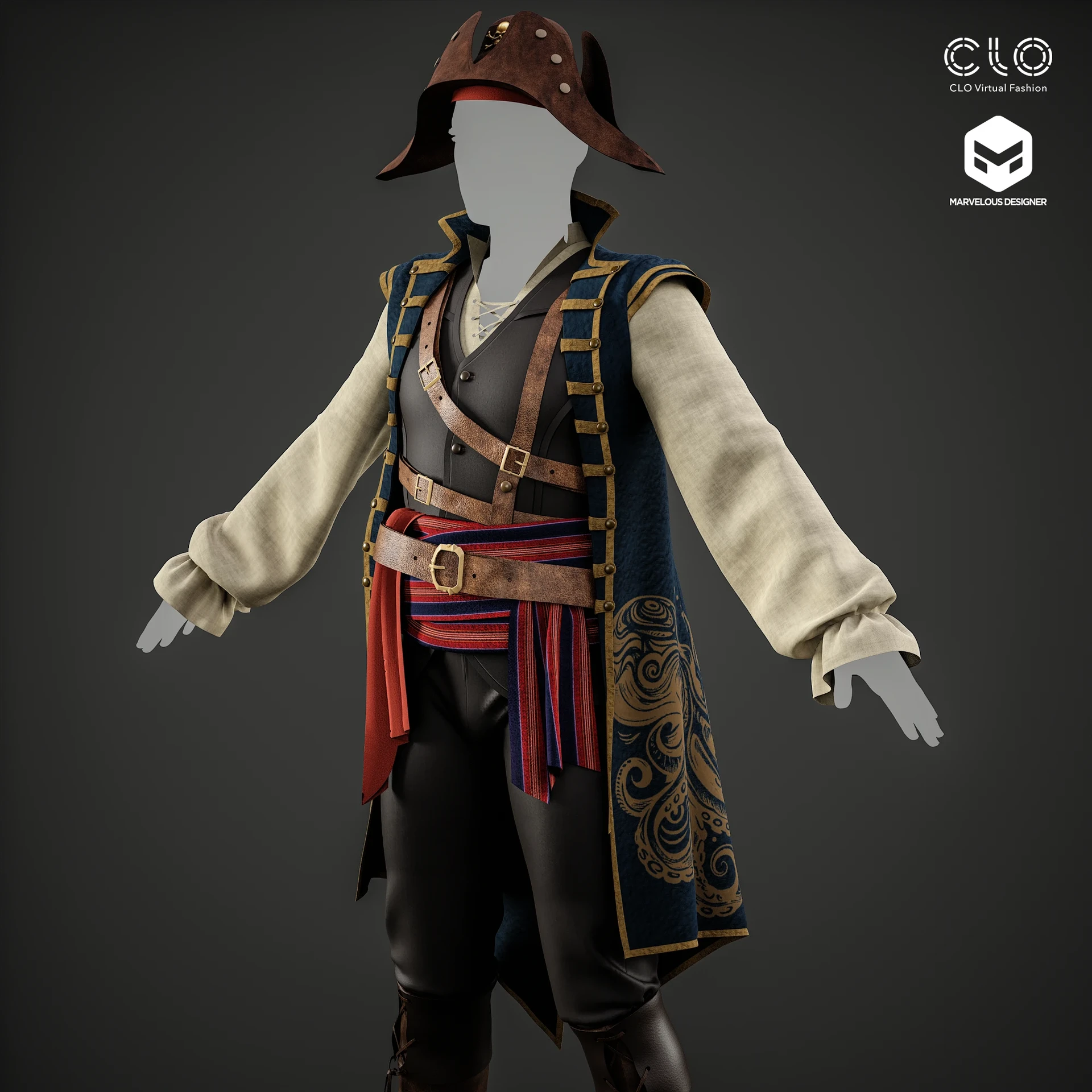 ArtStation - Pirate Captain Attire (ZPRJ+FBX+OBJ Files)