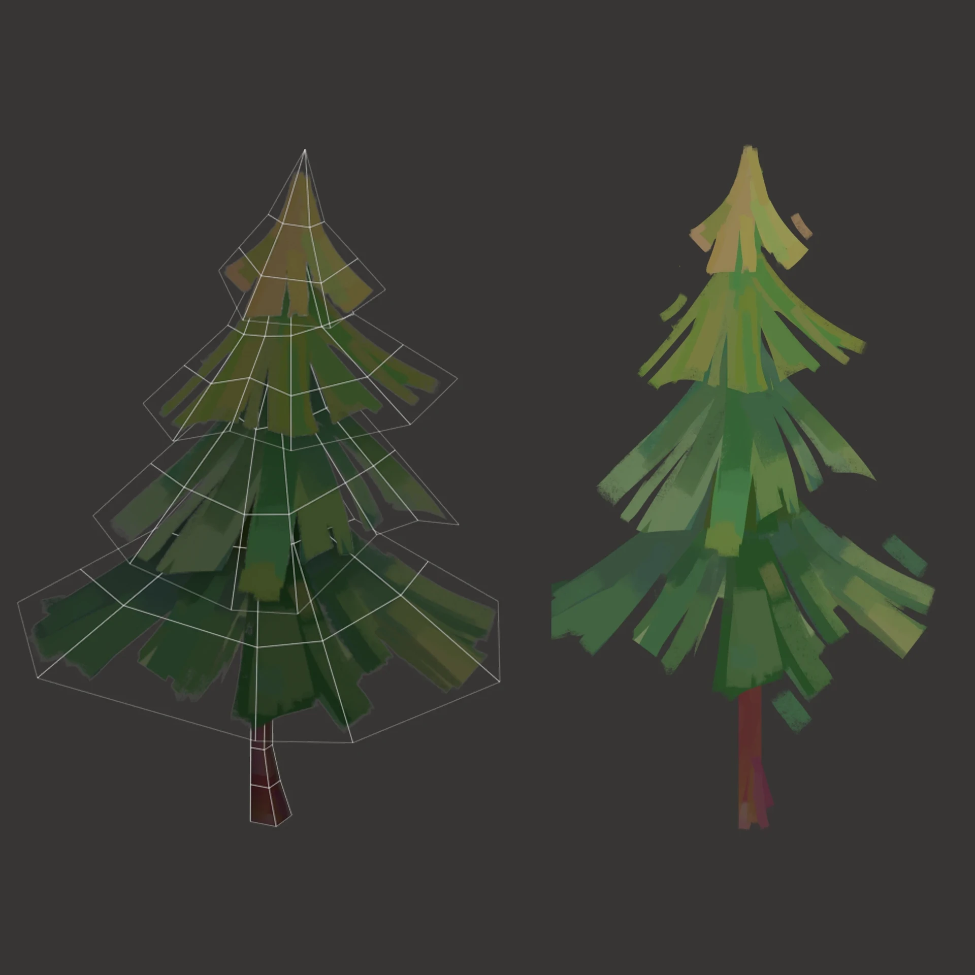 ArtStation - Pine and Maple Tree - 2.5D