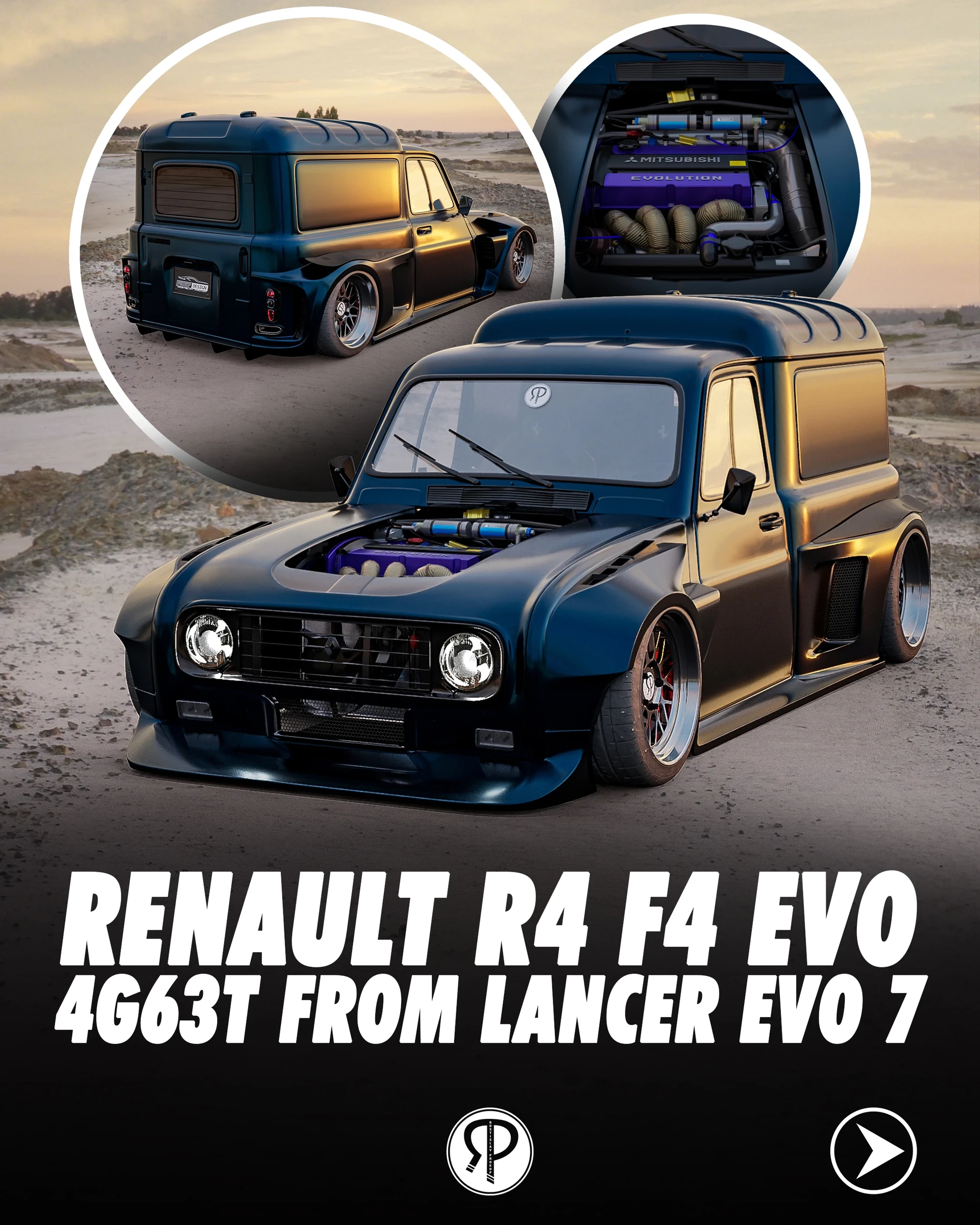 ArtStation - Renault R4 F4 EVO | ENGINE 4G63T FROM LANCER EVOLUTION VII